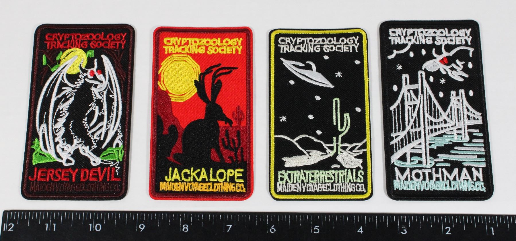 4 NEW CRYPTOZOOLOGY SEW ON PATCHES INCLUDING