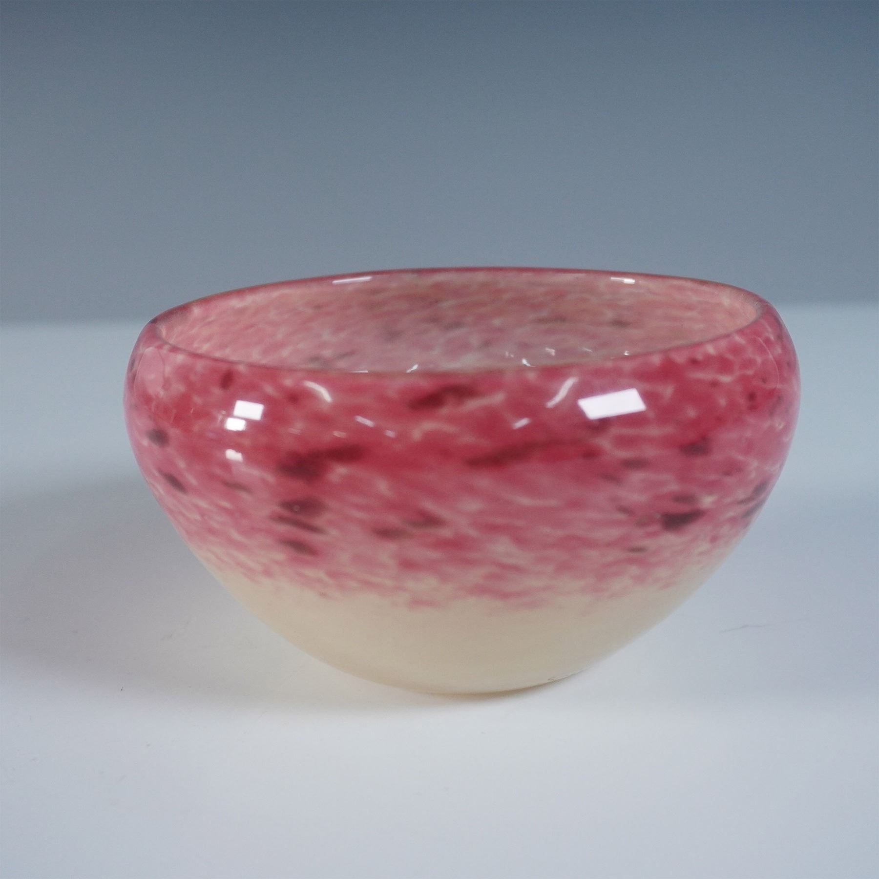 Schneider France Art Deco Pate de Verre Glass Bowl in Pink and Yellow