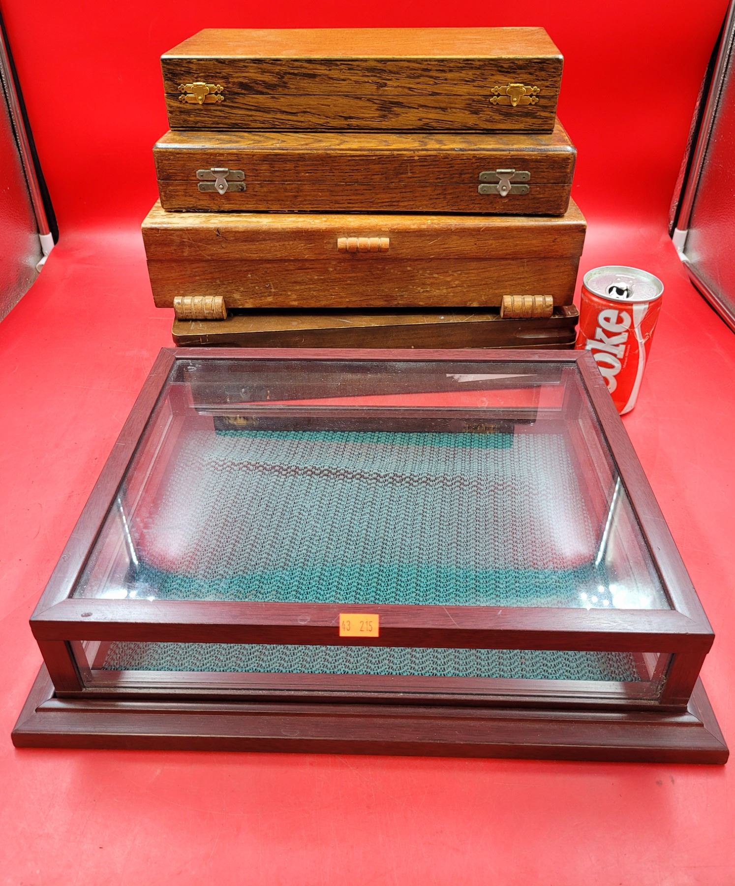 Wooden Display Case & Felt-Lined Cutlery Cases