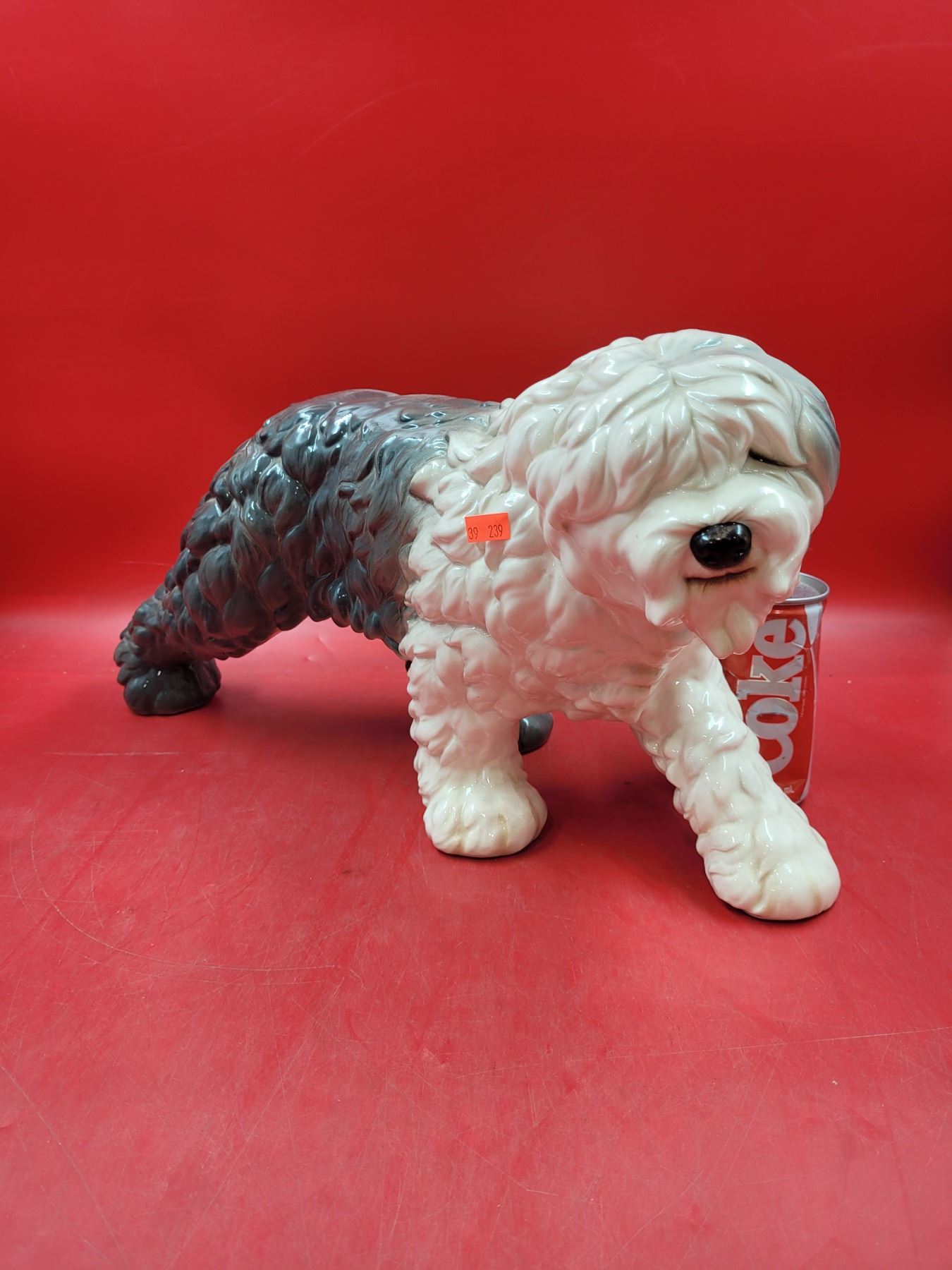 W. Germany Goebel Large Grey & White Dog Figurine