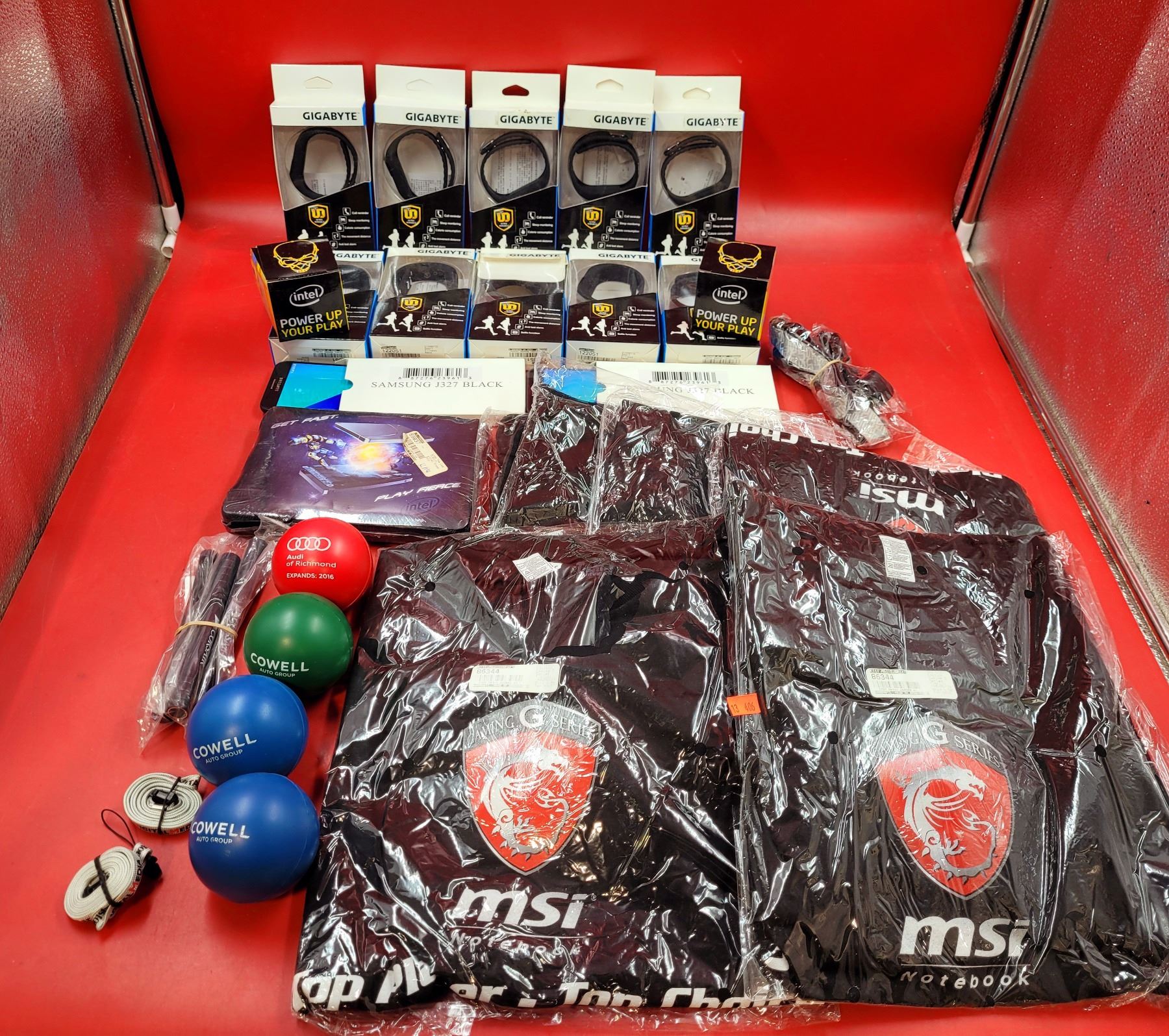 MSI T-Shirts, Gigabyte Watches Cords/Electronics & Gaming Lot