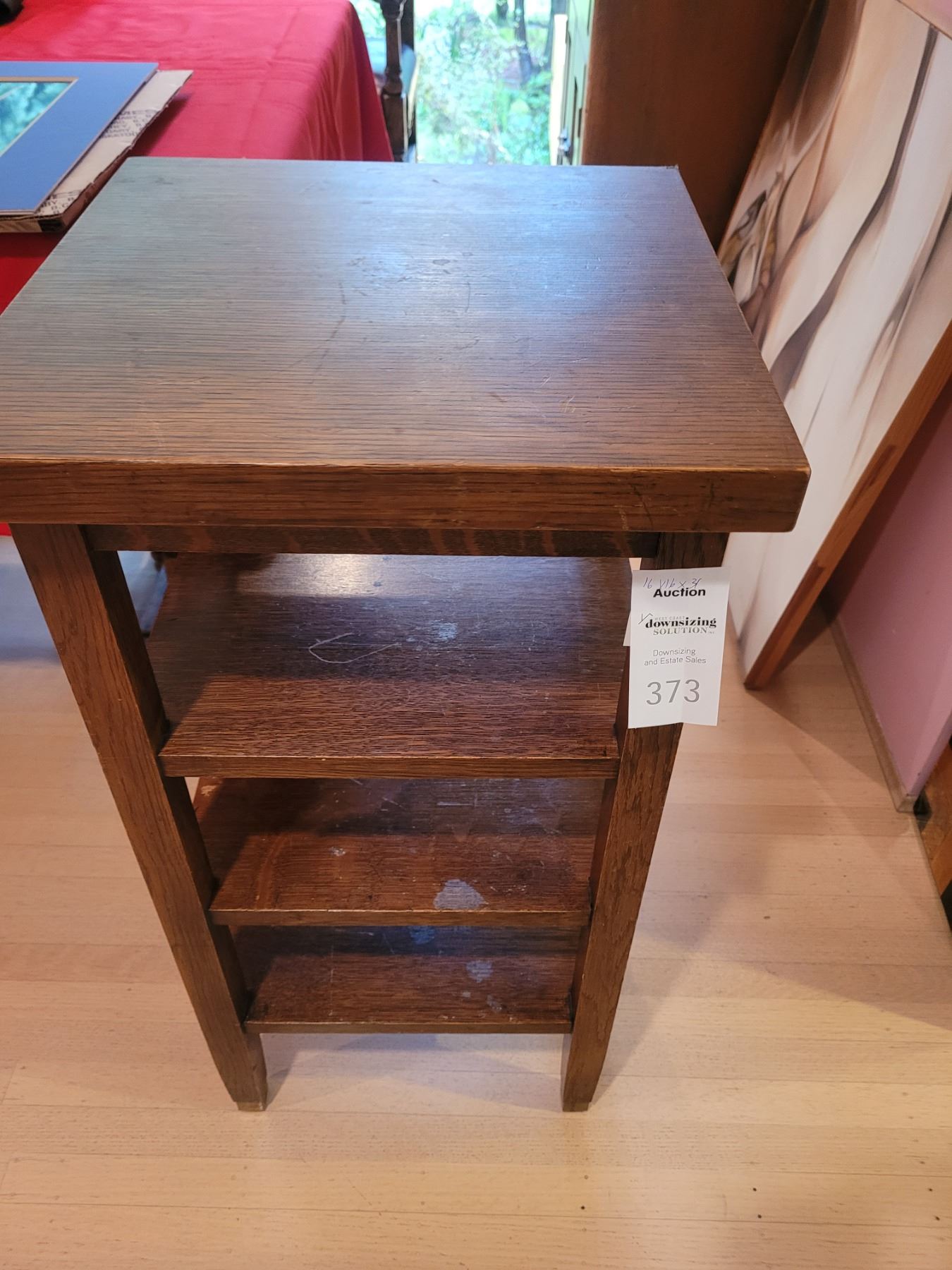 Mission style oak stand A