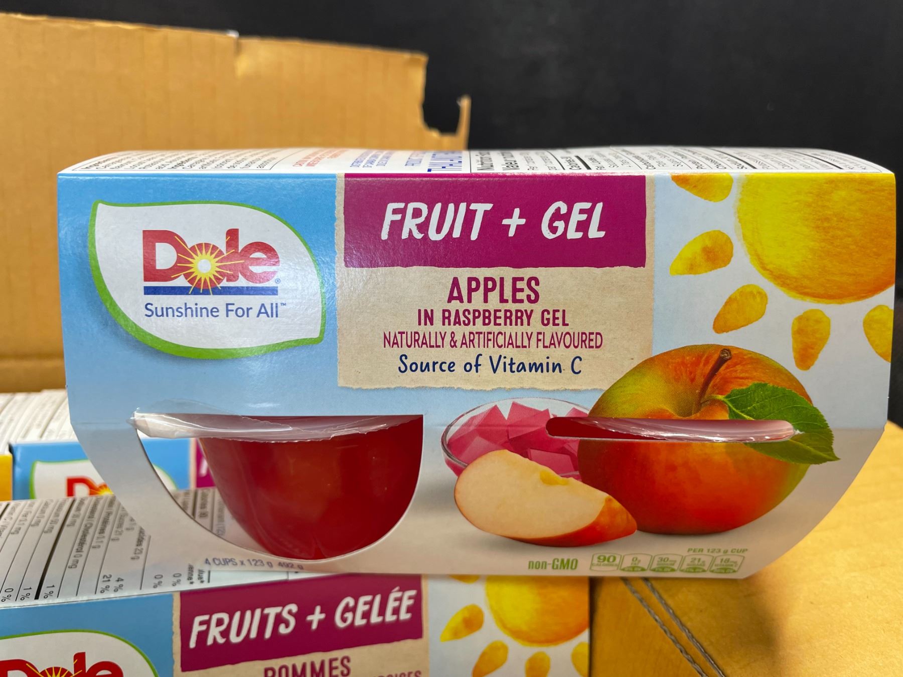 1 Case of Dole Fruit Cups; Apples in Raspberry Gel - 6 x 4-Packs ...