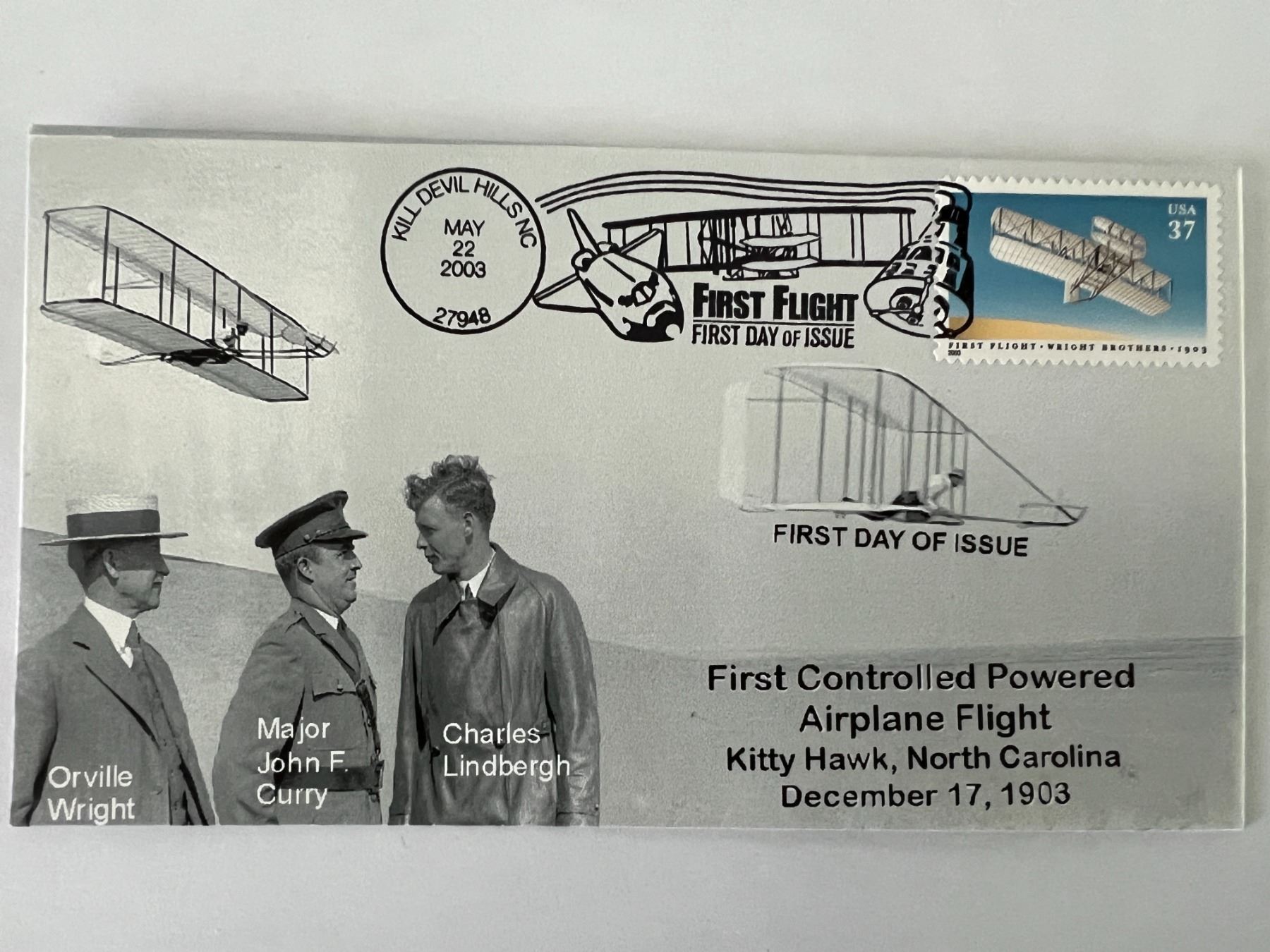 First Control Powered Airplane Flight commemorative FDC