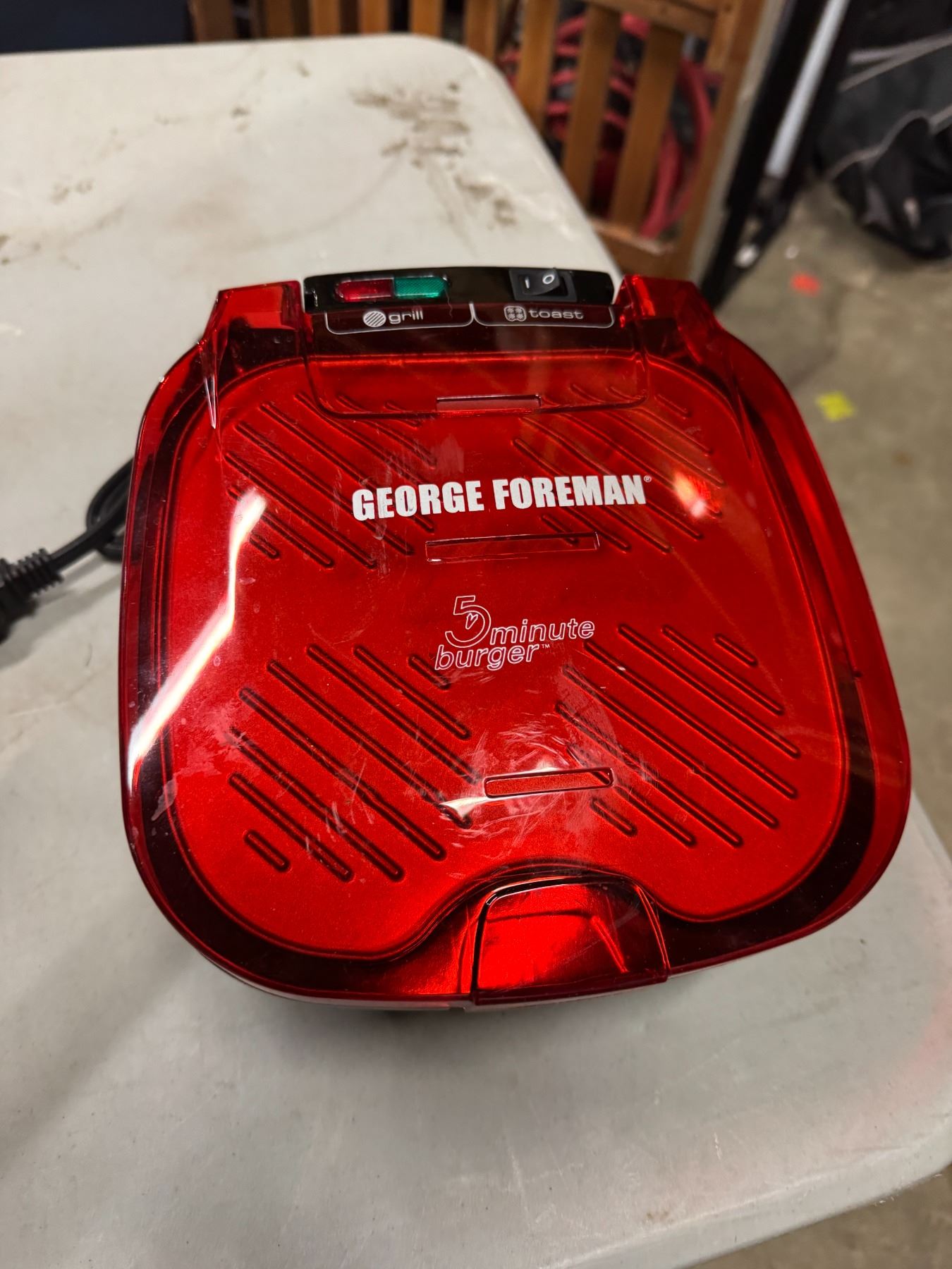 George Foreman five minute burger grill toaster
