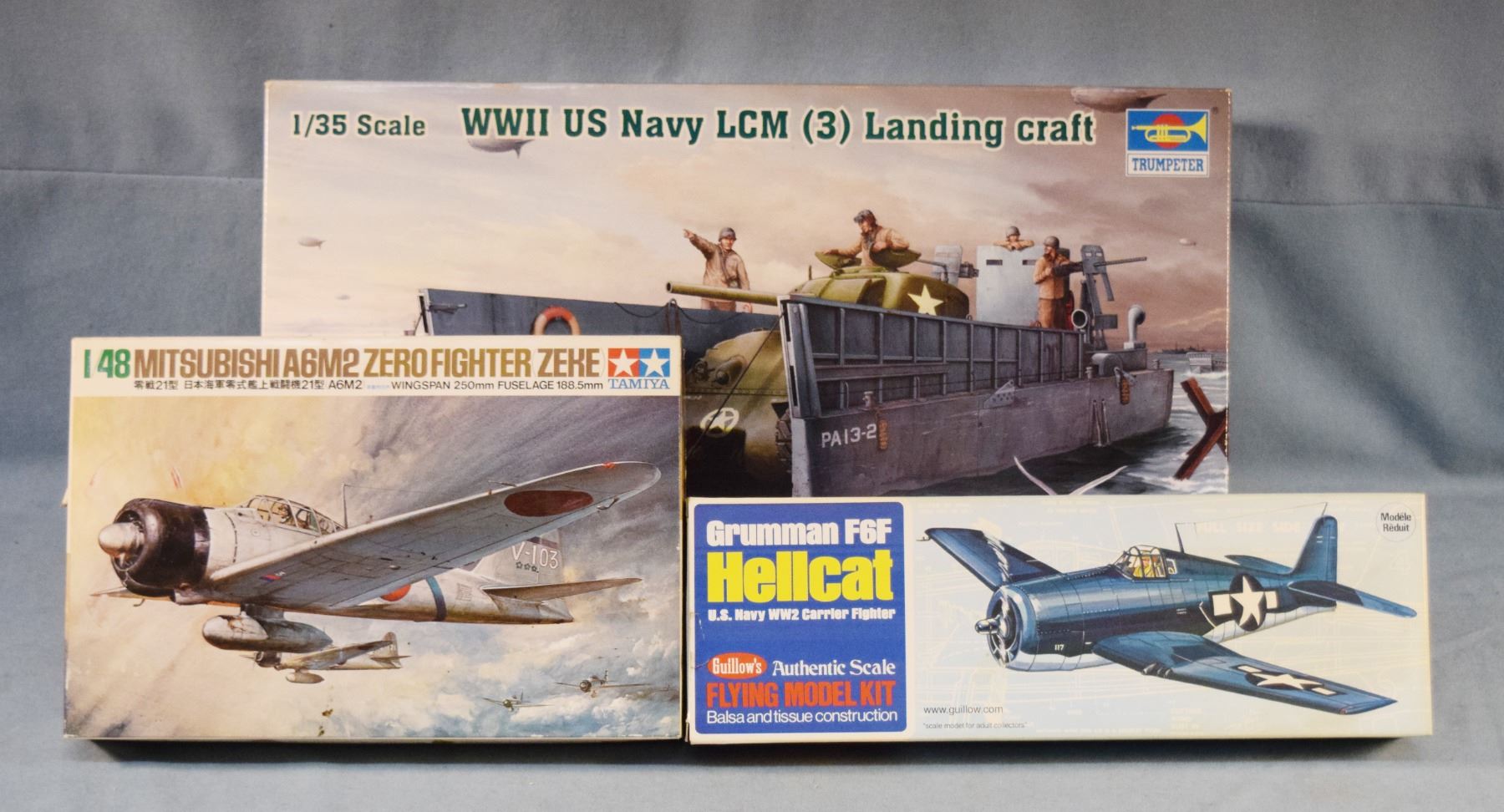 (3) Model kits: WWII US Navy LCM, Landing Craft, 1/35 scale, made by ...