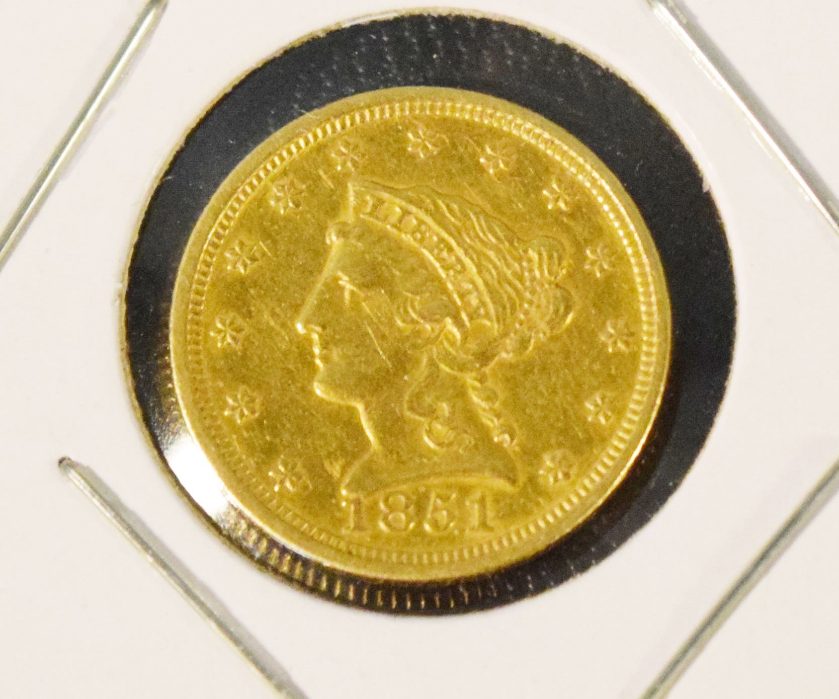 1851 $2½ gold Coronet coin, ungraded