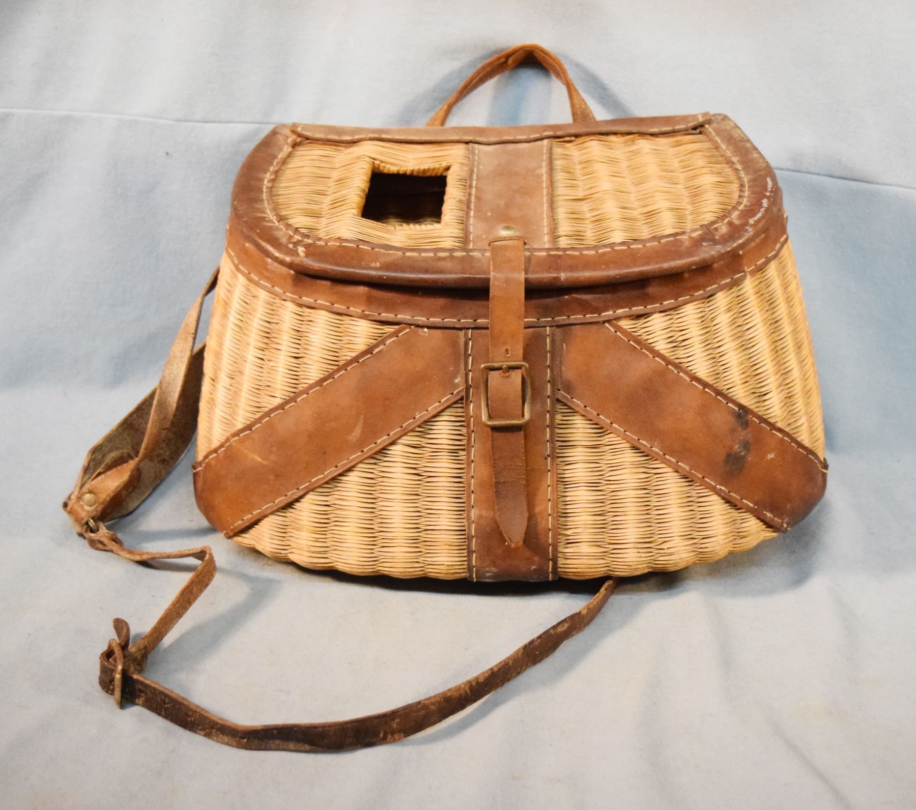 2 pcs: crushed bamboo fishing creel with shoulder harness & The Art of ...