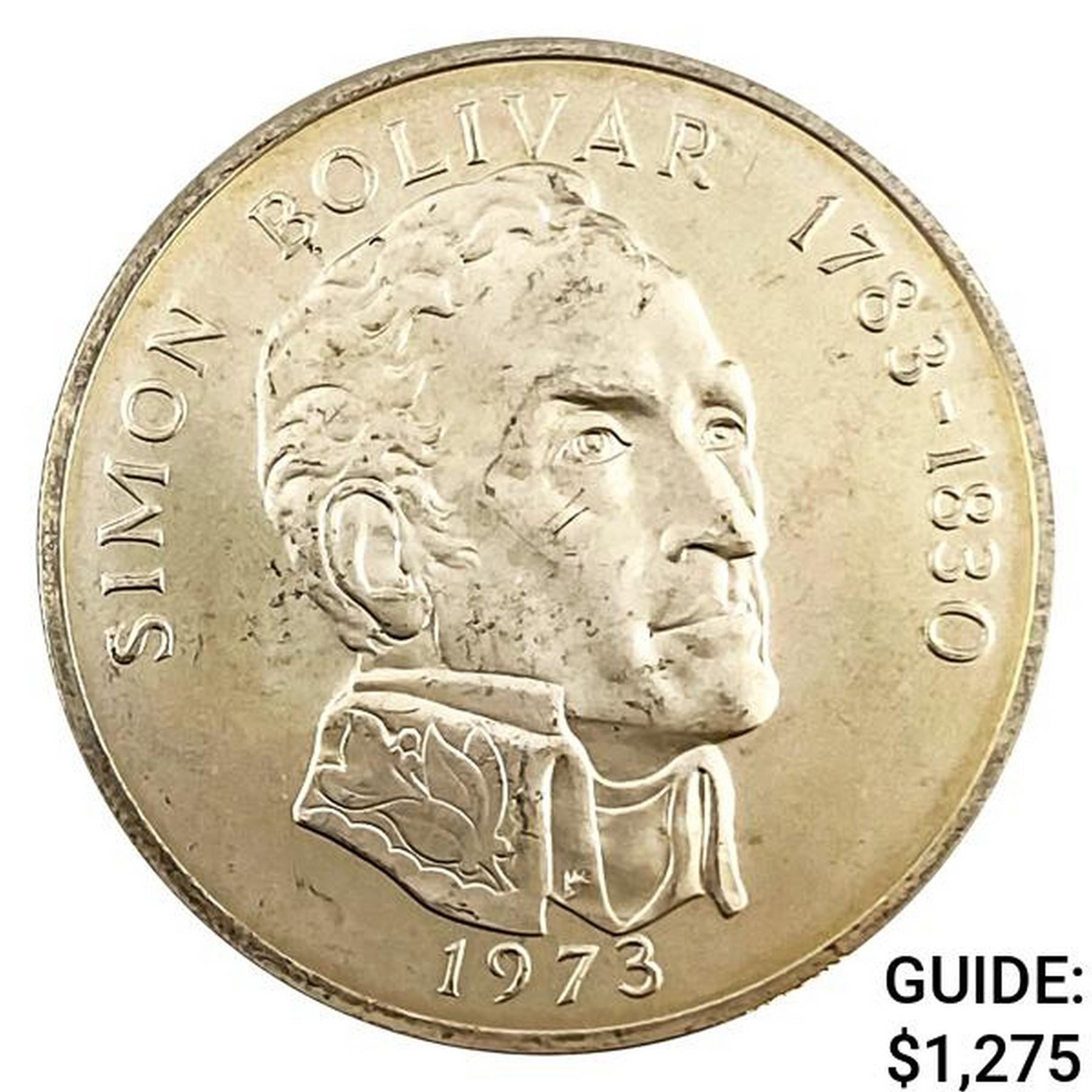 1973 Panama 20 balboas, Simon Bolivar Silver Coin