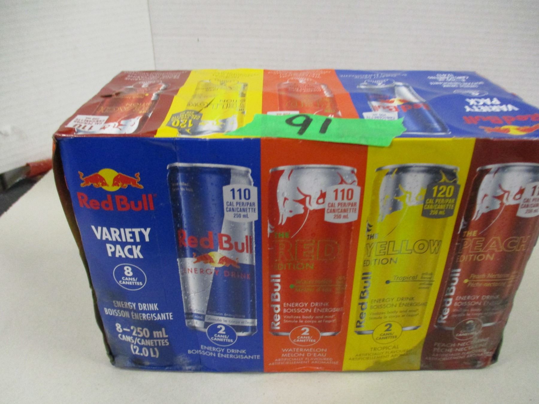 FREIGHT DAMAGE (AS IS): RED BULL VARIETY PACK ENERGY DRINK (8 CANS) - BOX