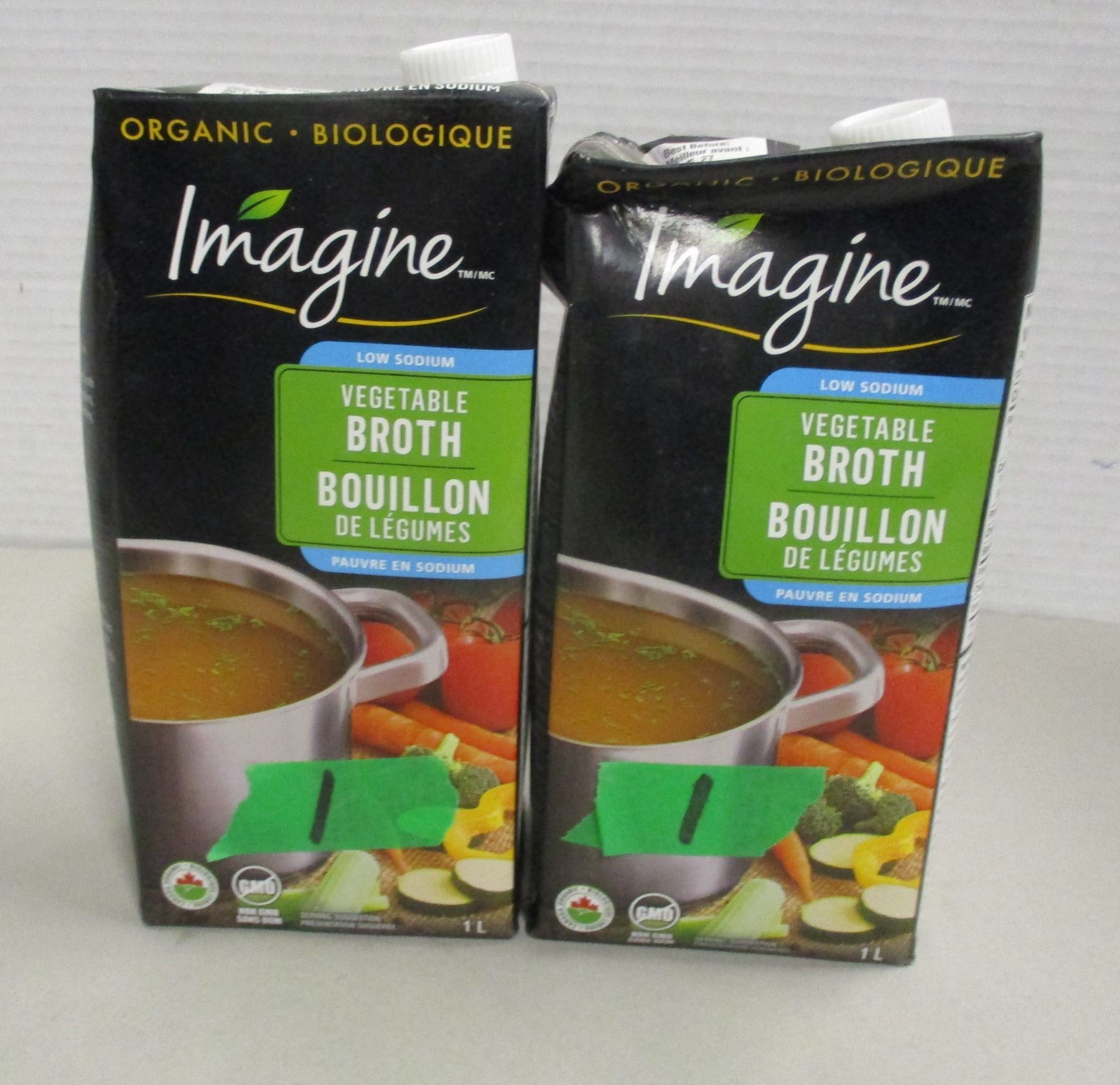 FREIGHT DAMAGE (AS IS): IMAGINE VEGETABLE BROTH (2 CONTAINERS X 1 LITRE)