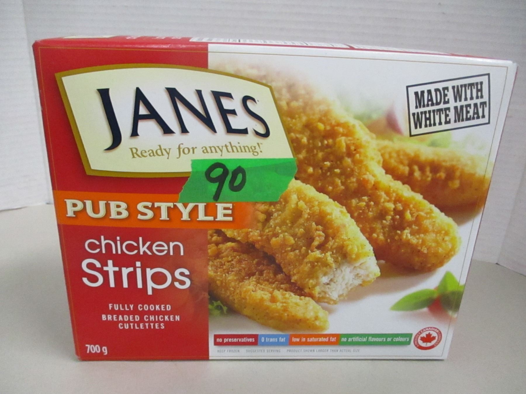 FROZEN: JANES FULLY COOKED CHICKEN STRIPS (700G) - BOX