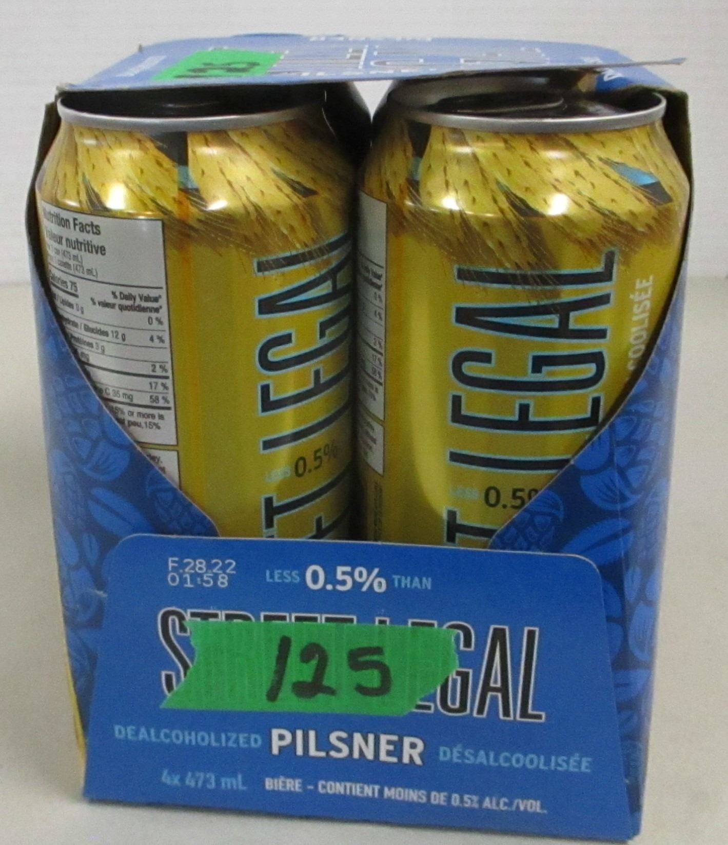 FREIGHT DAMAGE (AS IS): PILSNER STREET LEGAL DEALCOHOLIZED BEER (4 CANS ...