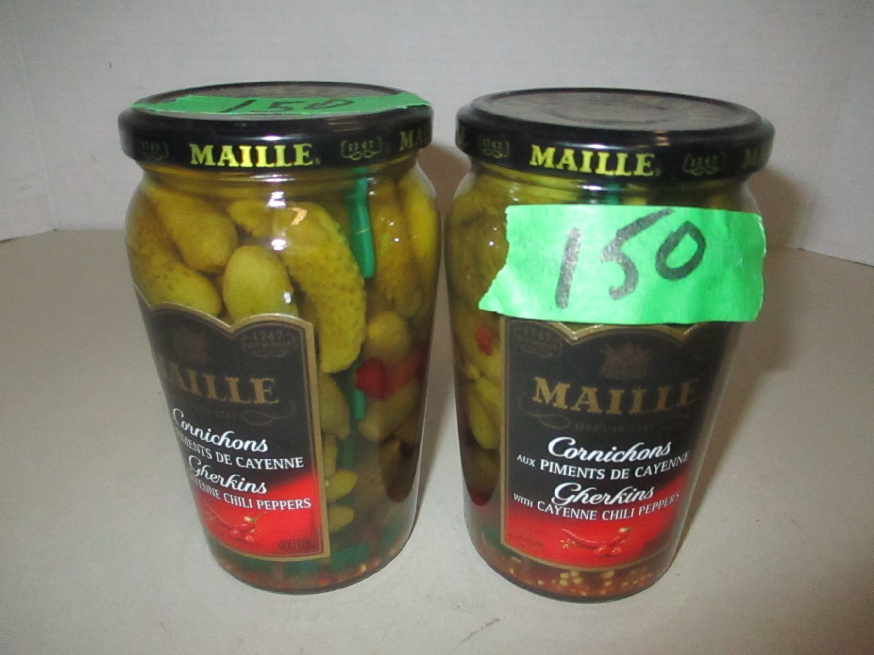 FREIGHT DAMAGE (AS IS): MAILLE GERKINS WITH CAYENNE PEPPERS (2 JARS X ...
