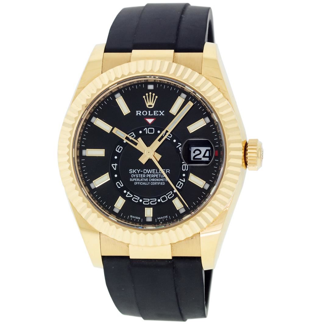 Rolex Mens Yellow Gold Sky Dweller 42MM On Oyster Flex Band With Box ...