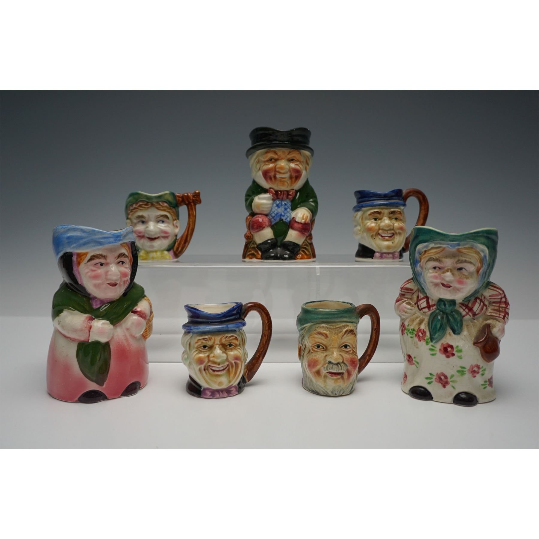 7pc Vintage Japanese Figural Character Jugs