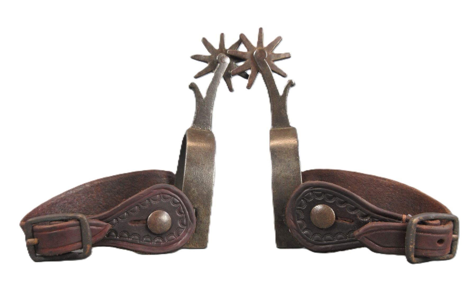 Marked KB+P Silver Overlaid And Brass Inlaid Spurs- .8" Bands- 2.5 ...