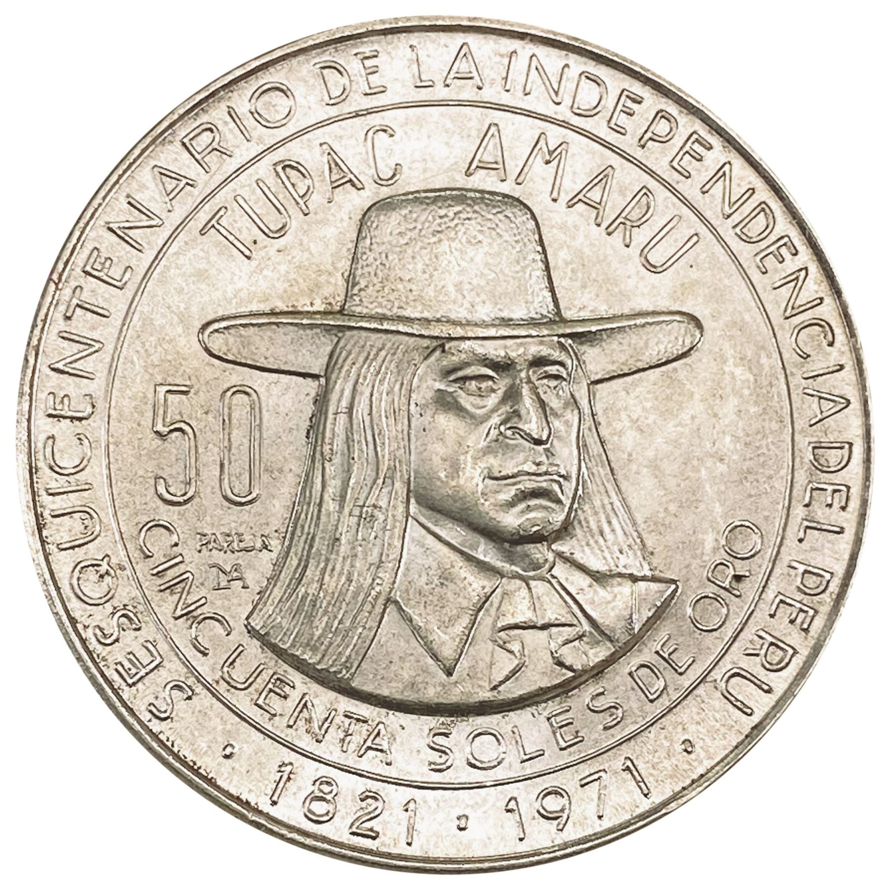 1971 Peru Silver 50 Soles NEARLY UNCIRCULATED NEARLY UNCIRCULATED