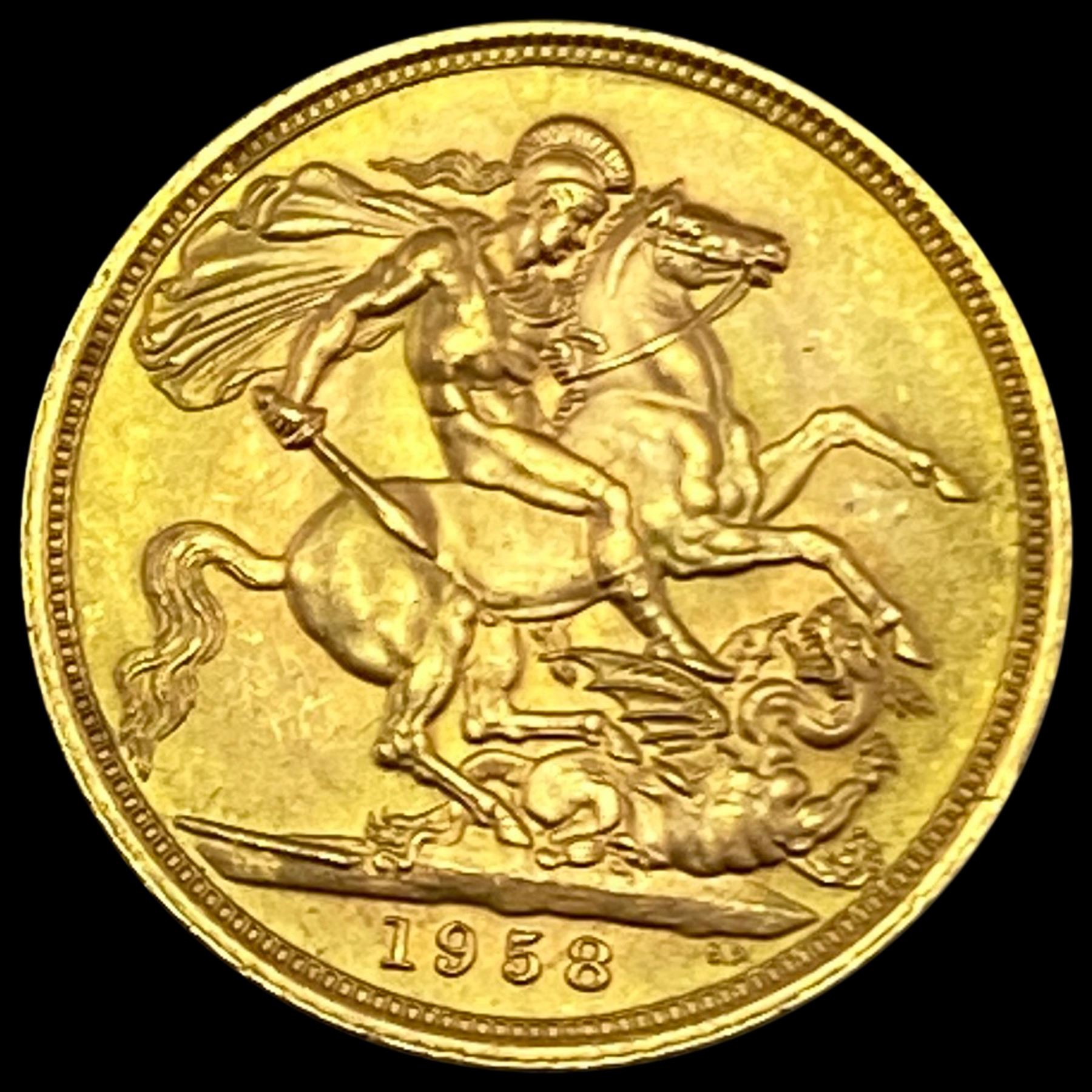 1958 UK Gold Sovereign AGW.2355oz GEM BU