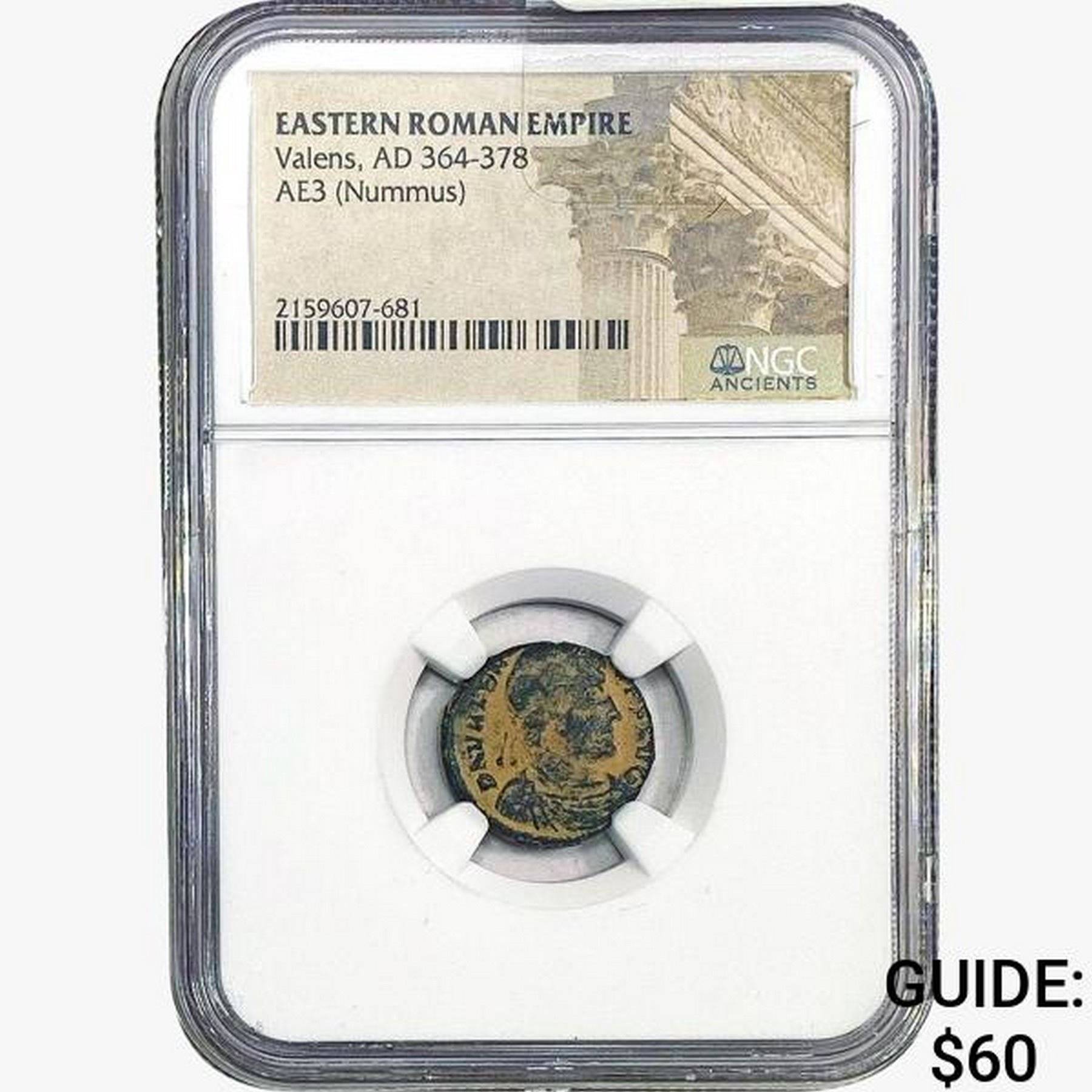 East Roman Valens, AD 364-378 AE3 Nummus NGC