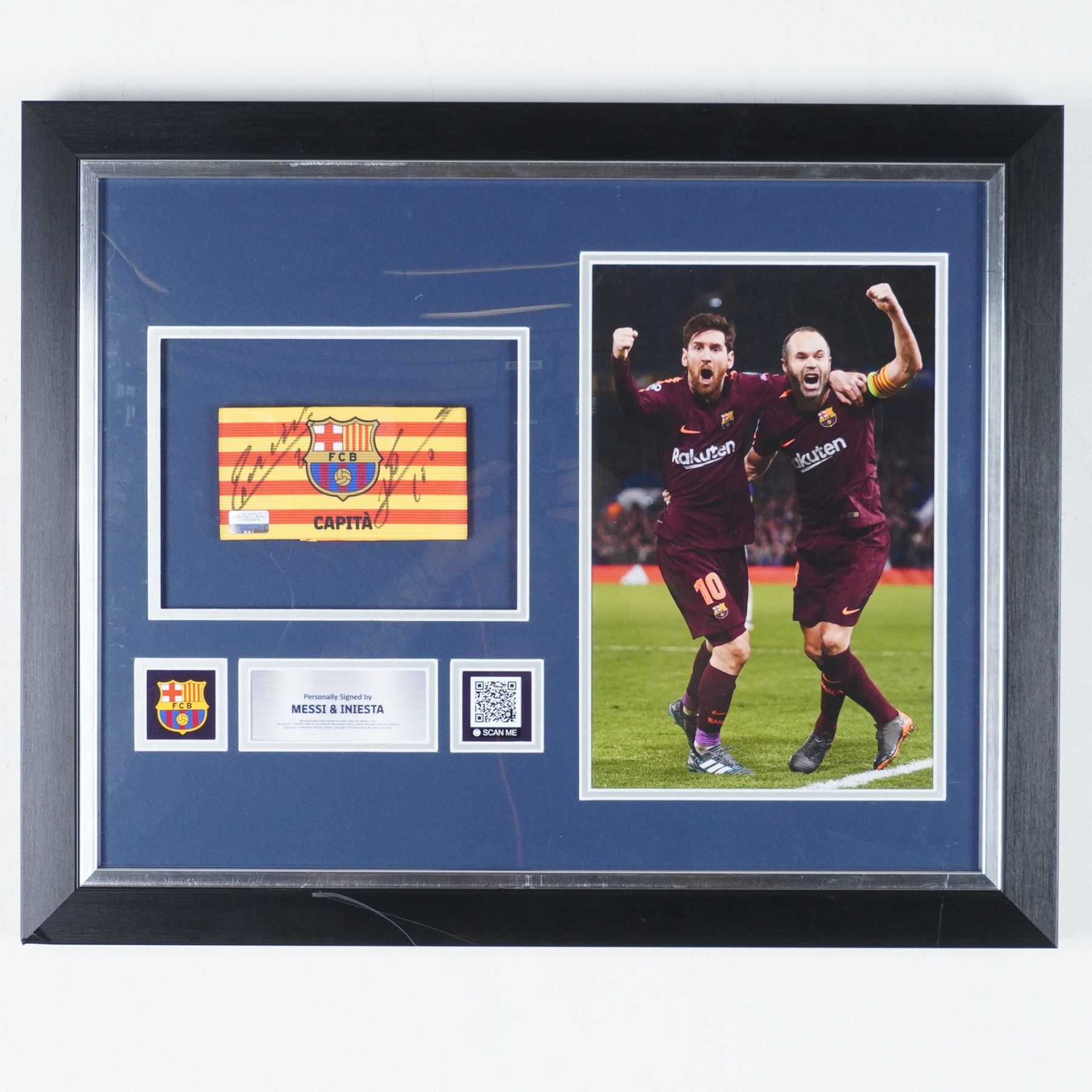 Lionel Messi & Andres Iniesta FC Barcelona Captain's Armband, Signed