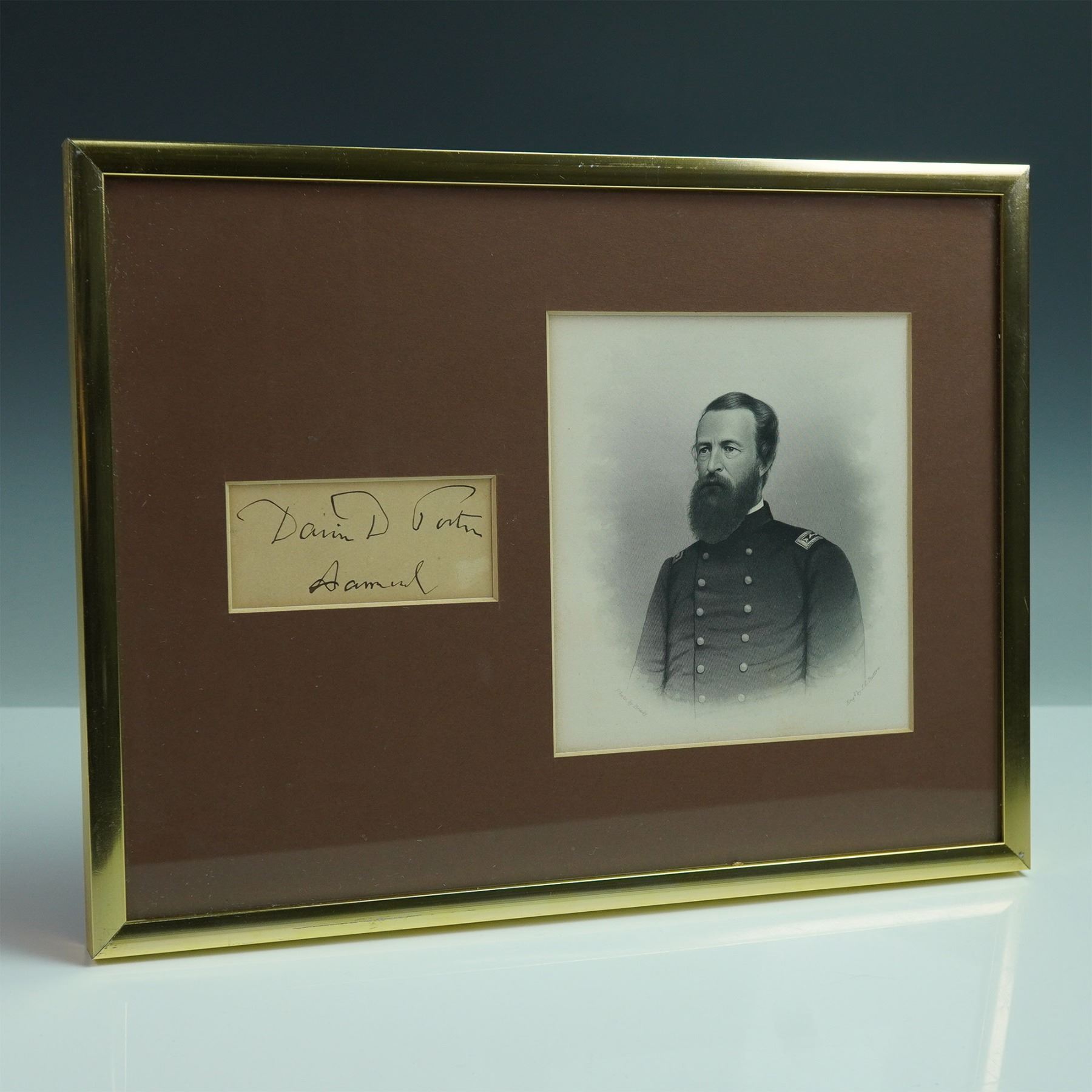 Framed Engraving of Admiral David D. Porter With Signature