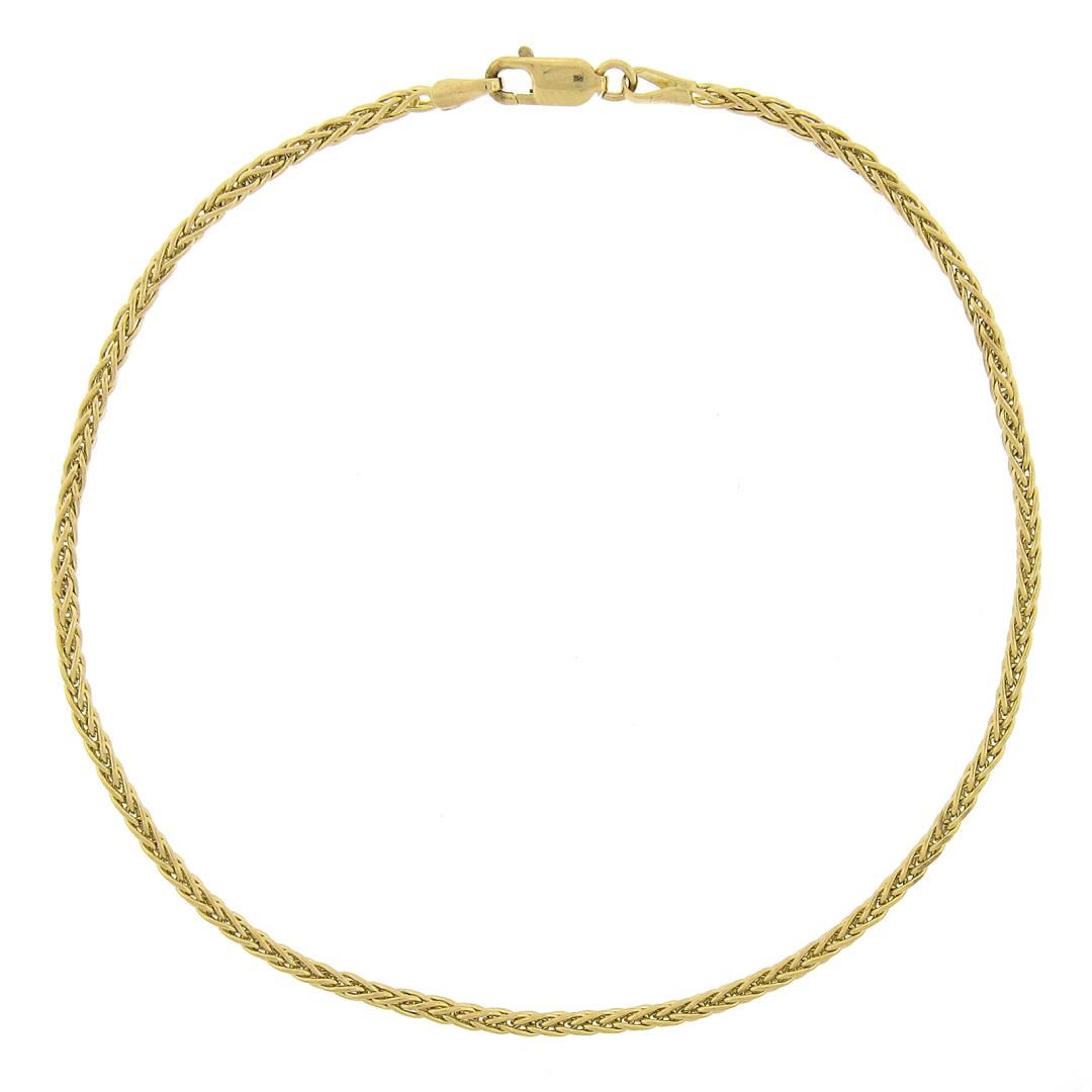Italian 14k Gold 9.75" 2.2mm Polished Wheat Link Chain Ankle Bracelet ...