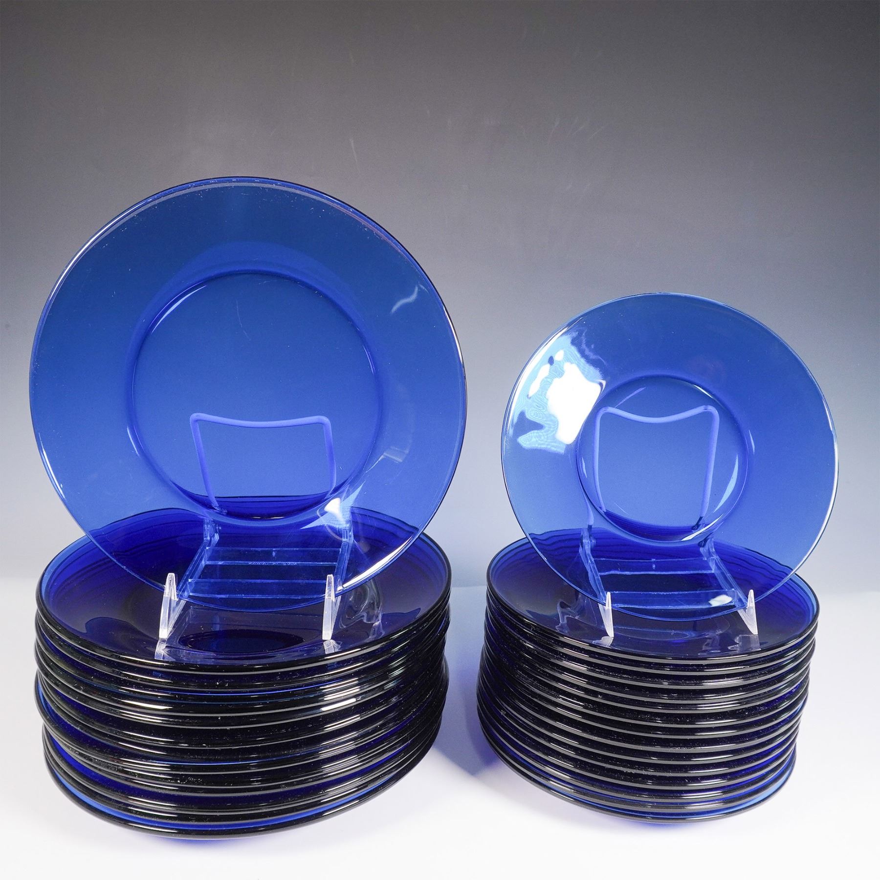 30pc Cobalt Blue Glass Dinner and Luncheon Plate Set