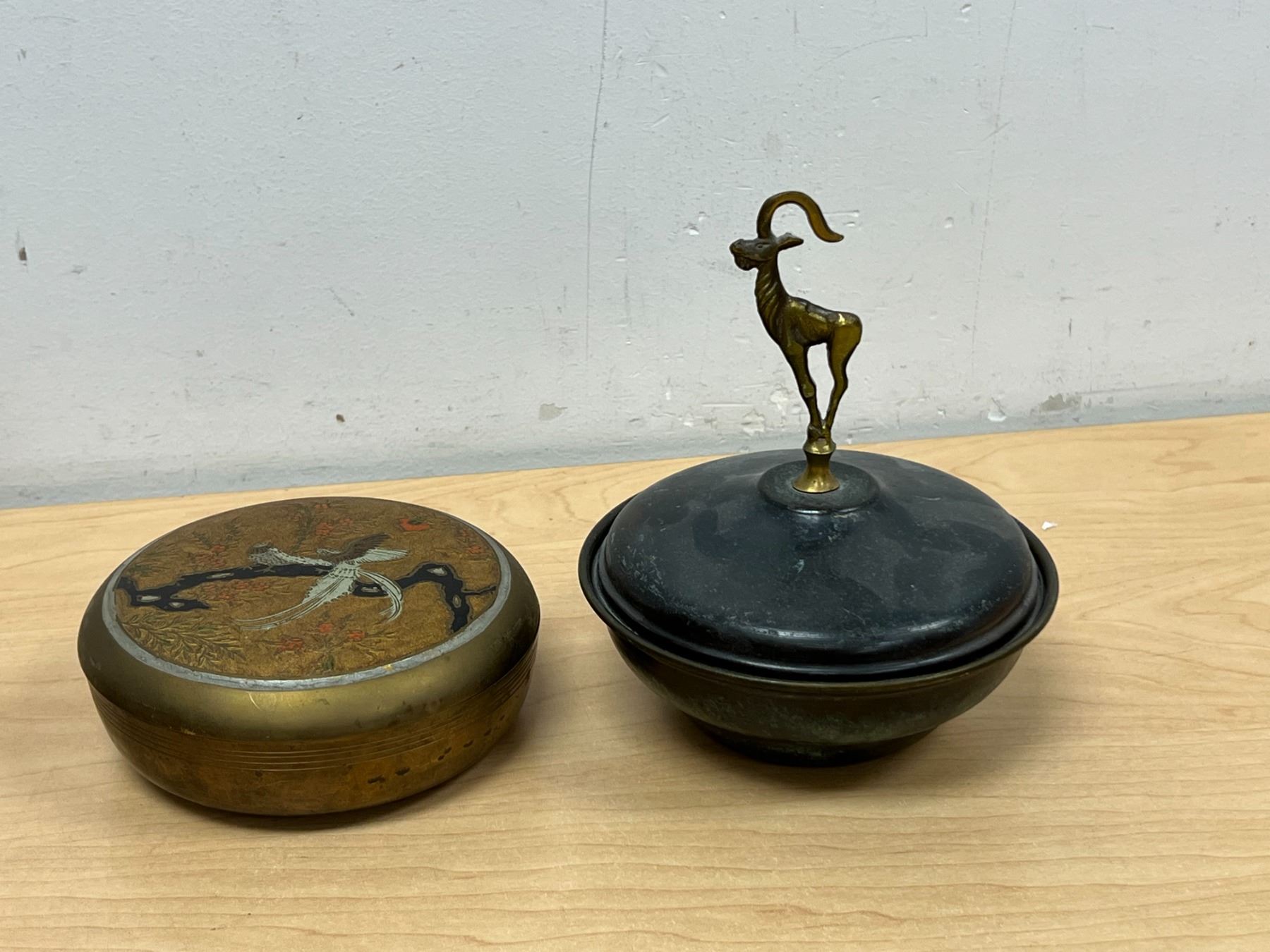 Vintage Brass or Similar Trinket / Storage Boxes - Larger 5.25"W