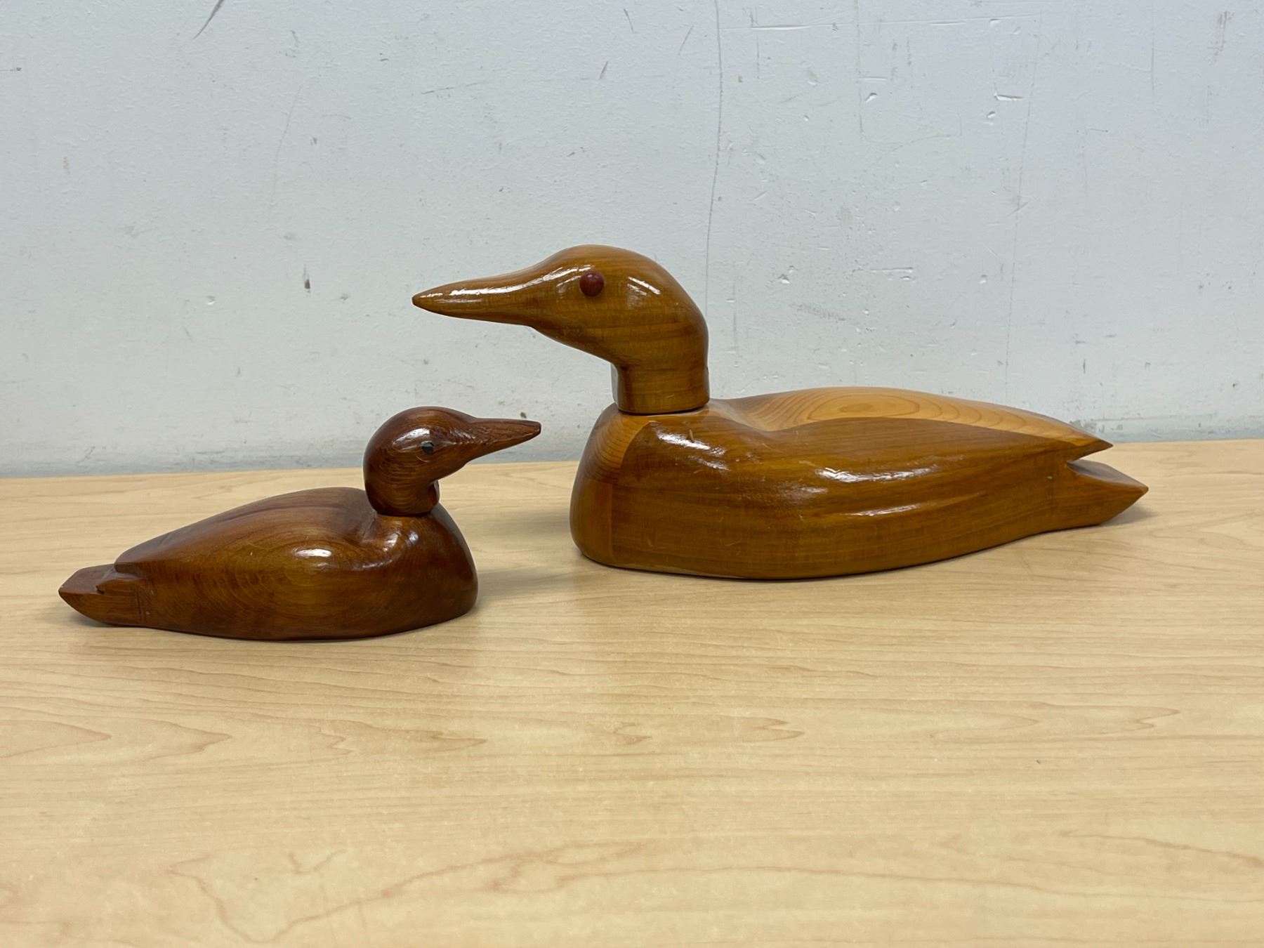 Poseable Head Wooden Ducks - larger 11"