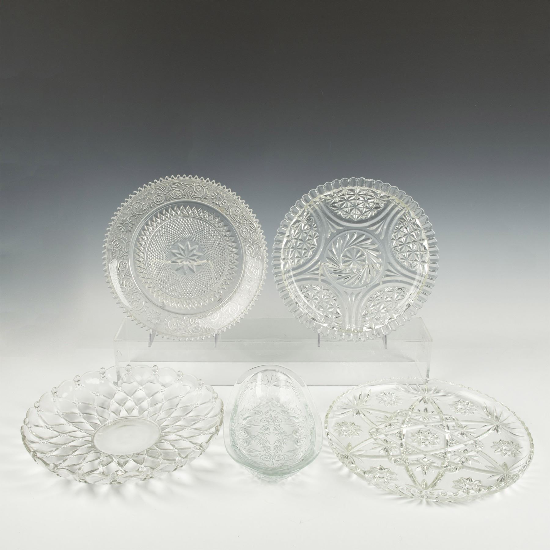 5pc Large Glass Plates and Salad Bowl