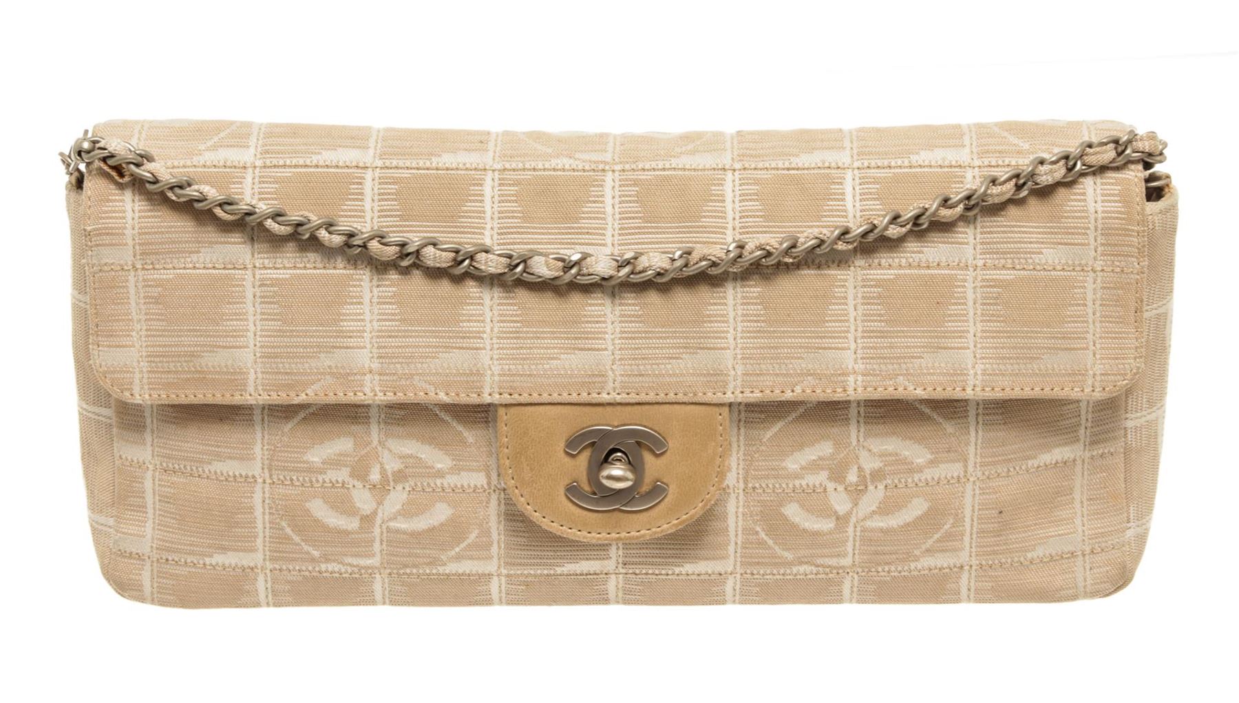 Chanel Tan Quilted Nylon New Travel Line Flap Shoulder Bag