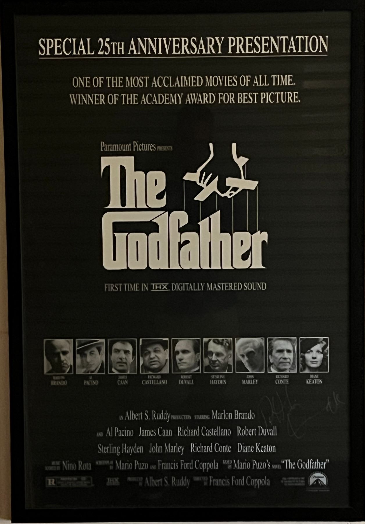 The Godfather 25th Anniversary cast signed poster