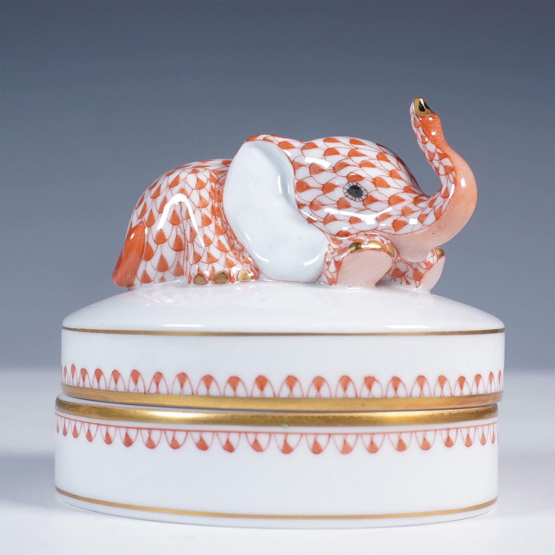 Herend Porcelain Baby Elephant Treasure Box