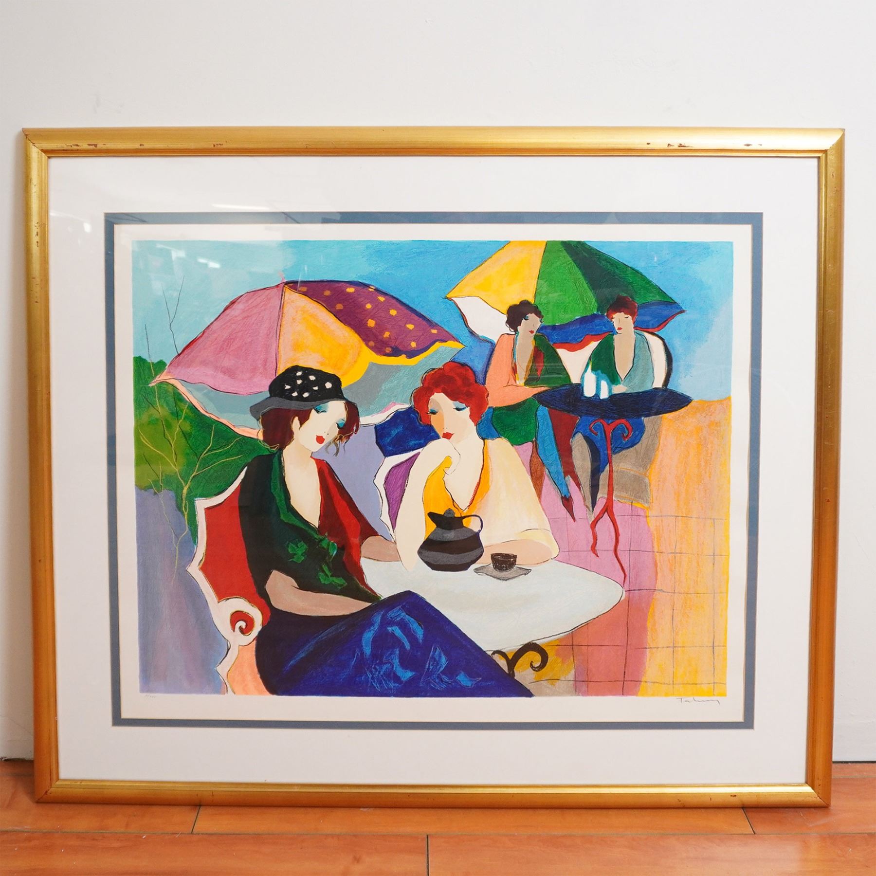 Itzchak Tarkay, Original Color Serigraph, Outdoor Cafe Scene, Signed