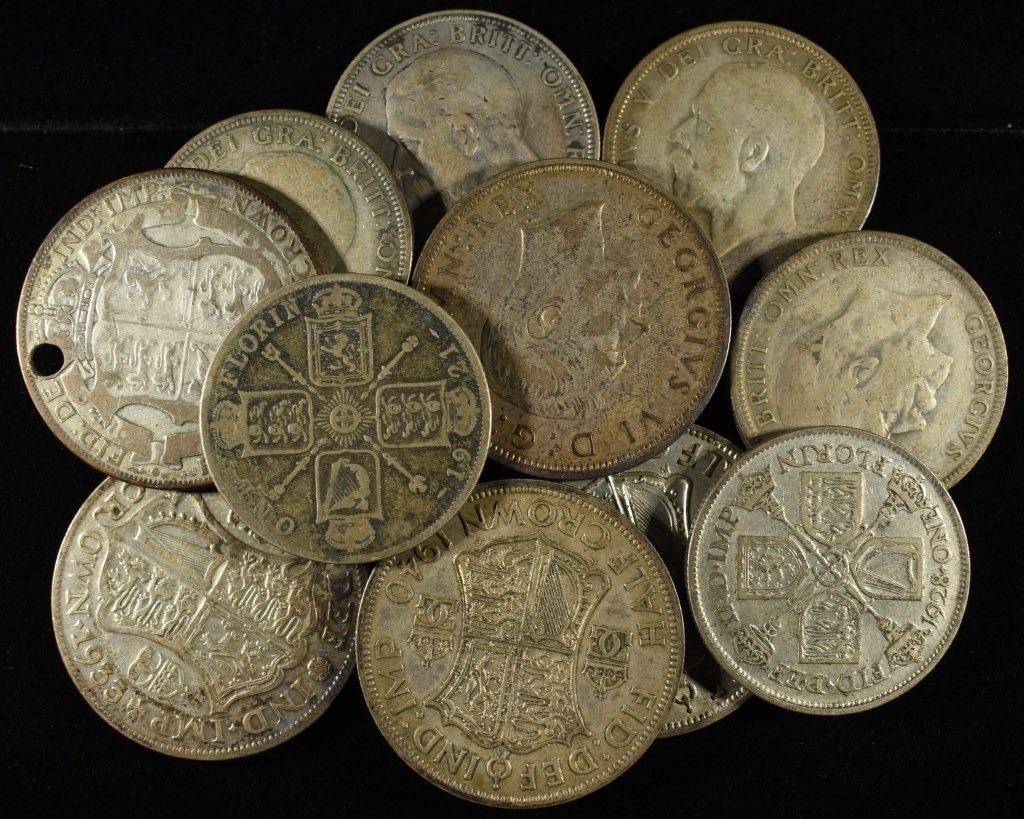GREAT BRITAIN SILVER 6 FLORINS & 5 HALF CROWNS