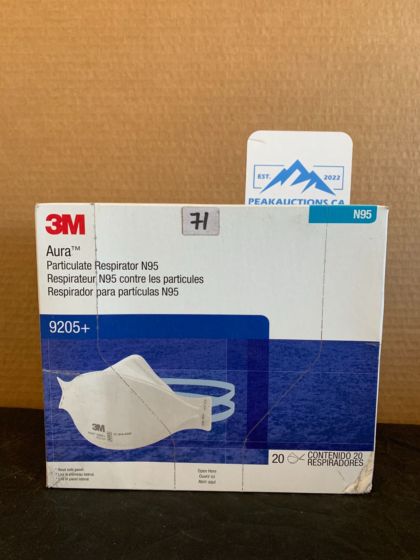3M Aura Particulate Respirator N95 Face Masks - 9205+ - Pack of 20 Masks