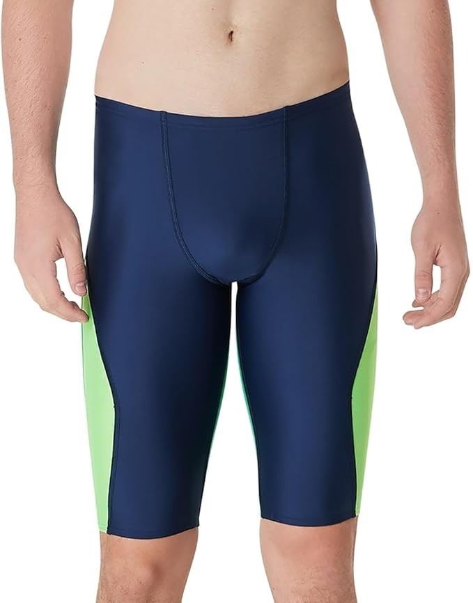 Speedo Mens Swimsuit Jammer Block Team Navy/Bright Green 38