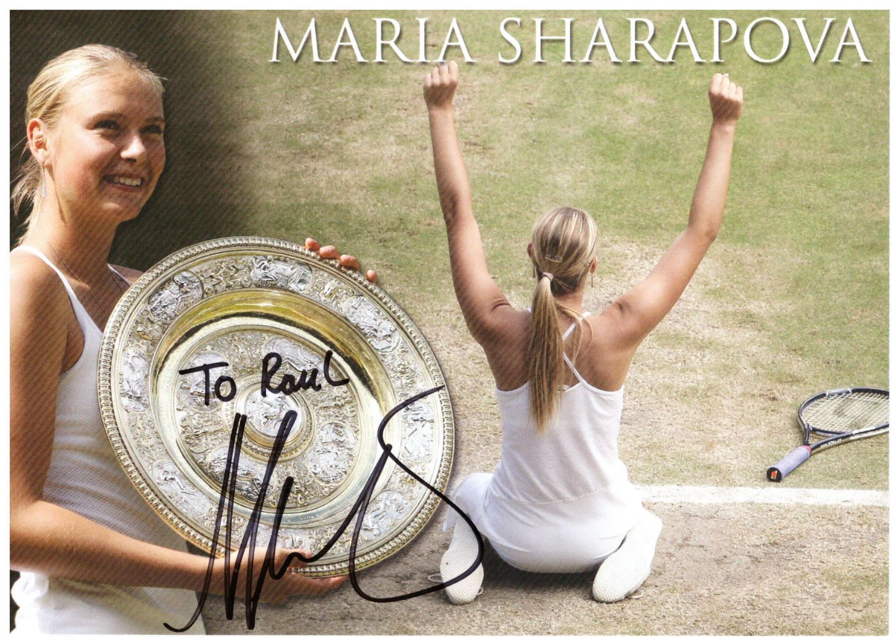 Maria Sharapova signed postcard