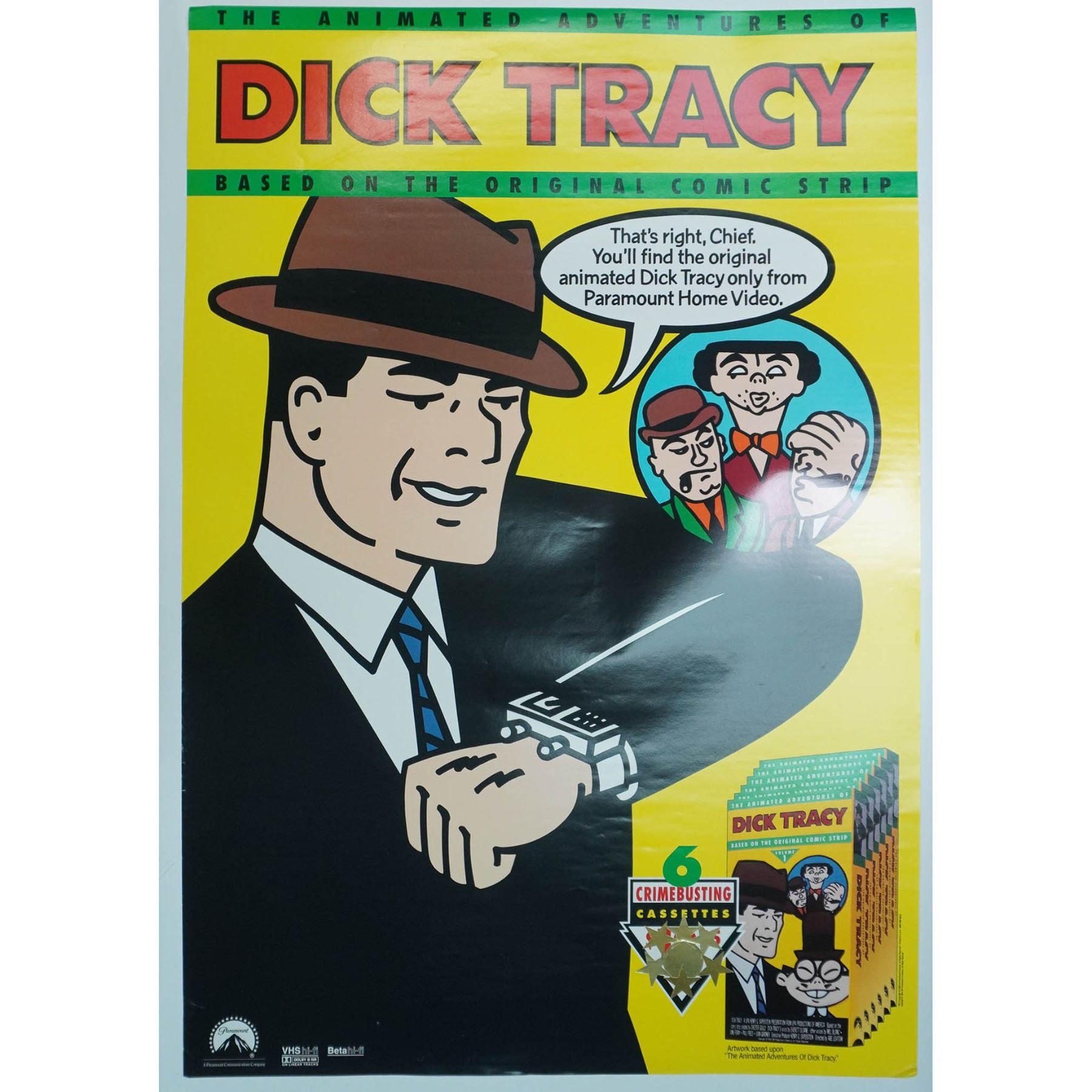 Dick Tracy Animated VHS Promo Poster, Paramount Home Video
