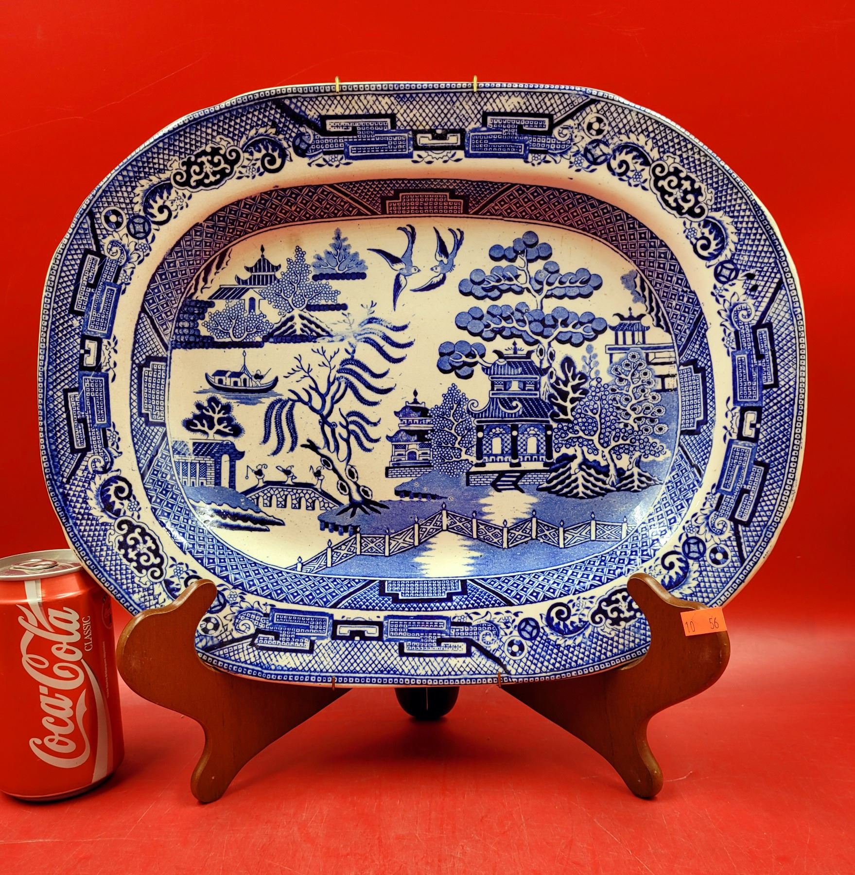 18th Century Staffordshire Victorian Blue Willow Stone China Platter