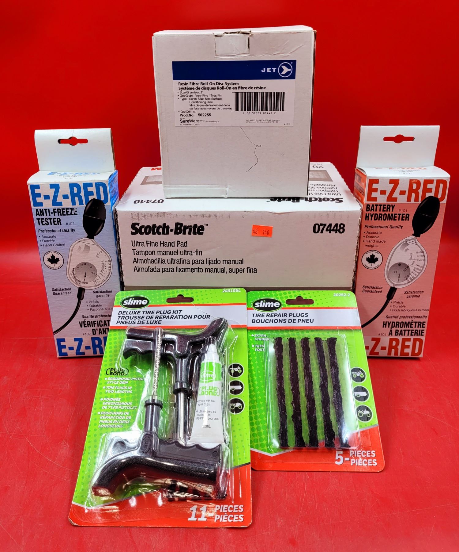 Deluxe Tire Plug Kit, Tire Repair Plugs, E-Z-RED Anti-Freeze Tester ...