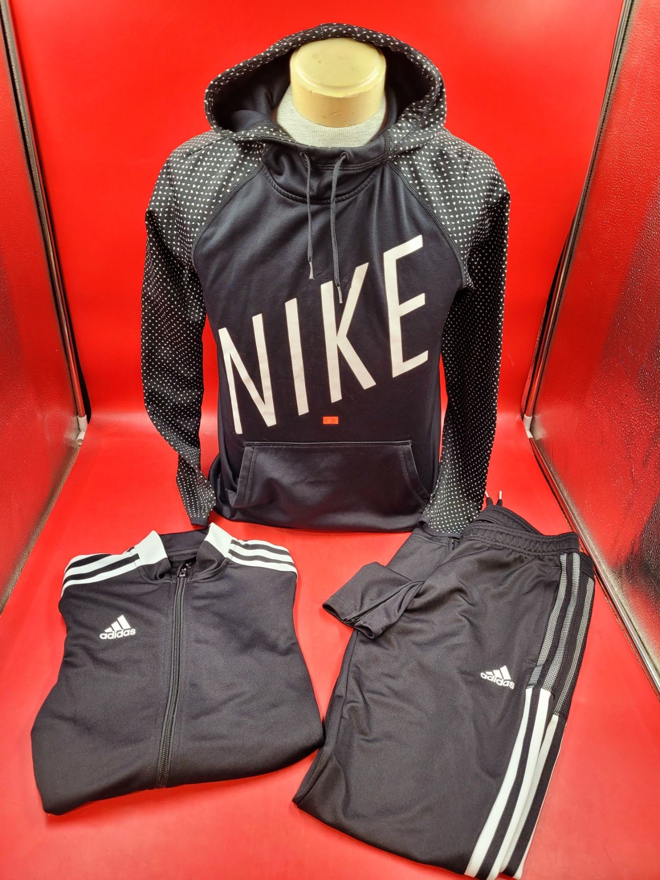 Nike Hoodie, Adidas Sweater, & Adidas Training Pants