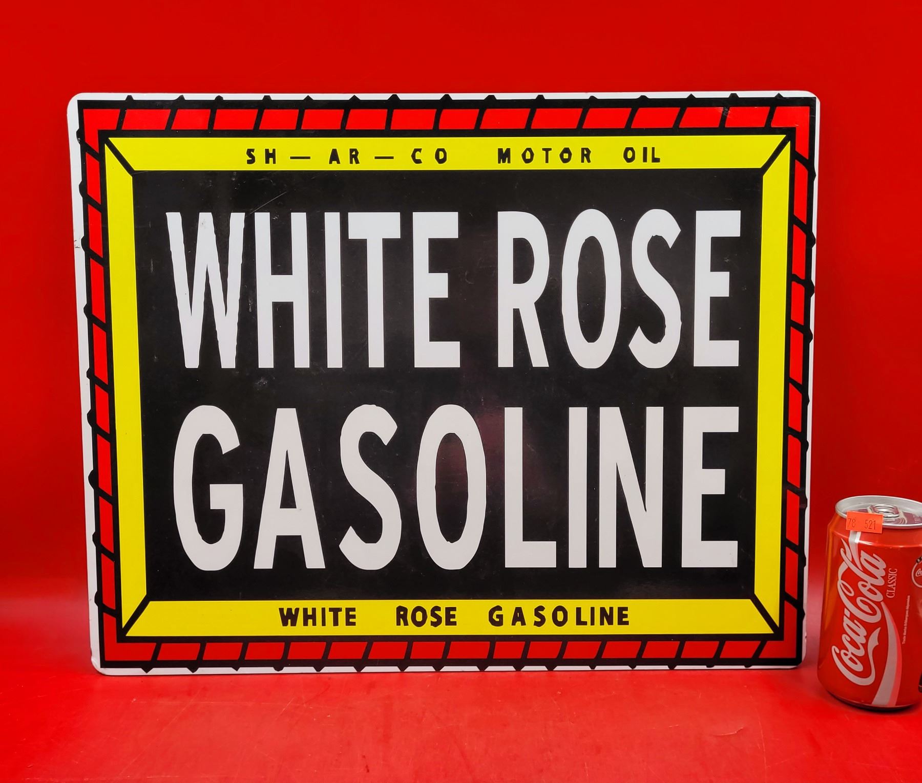 Metal White Rose Gasoline Advertising Sign