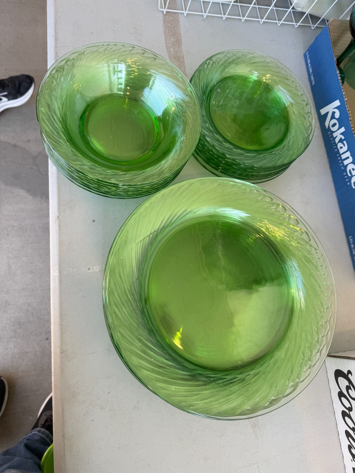Pyrex green glass plates
