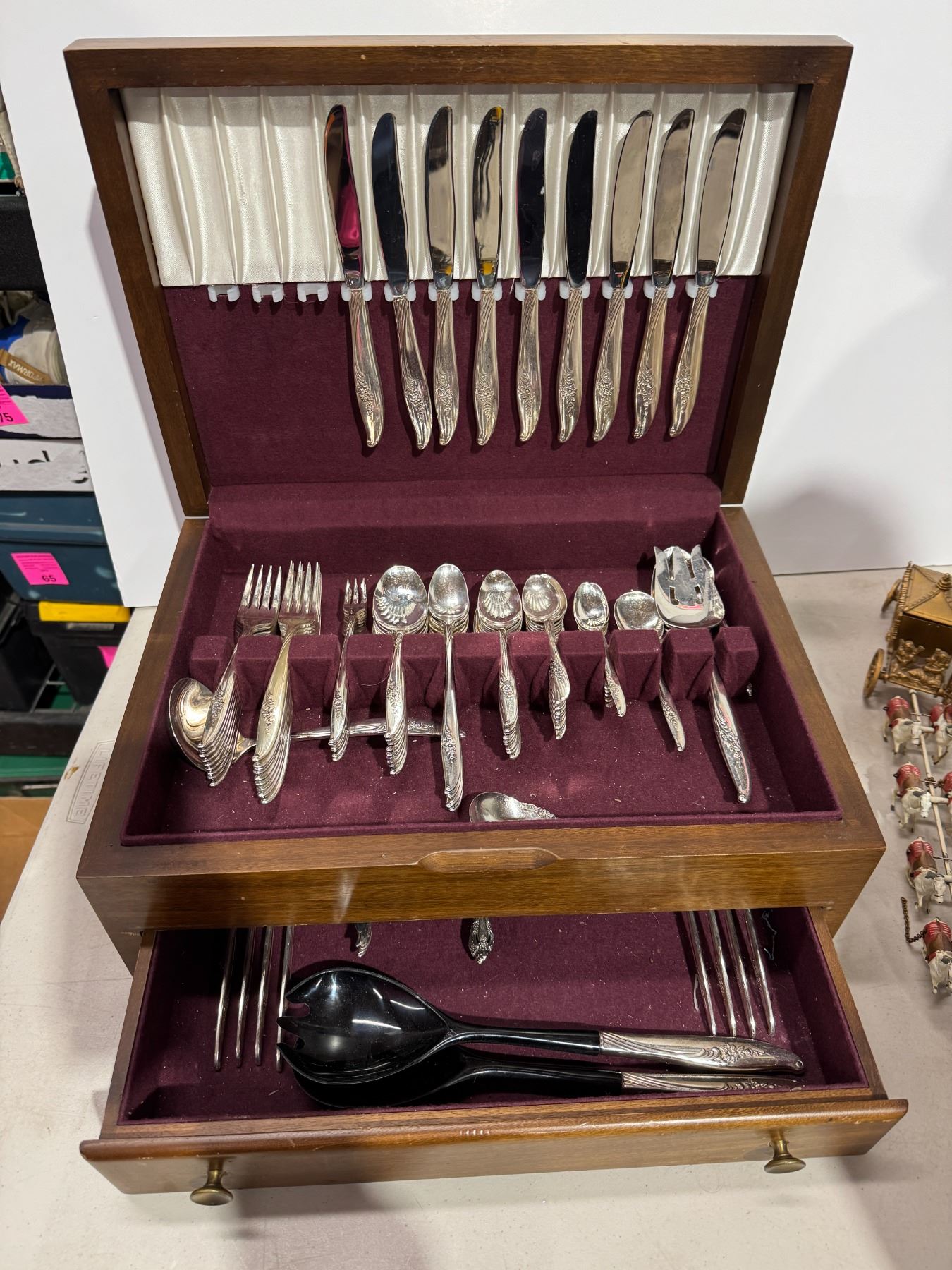 Flatware in case