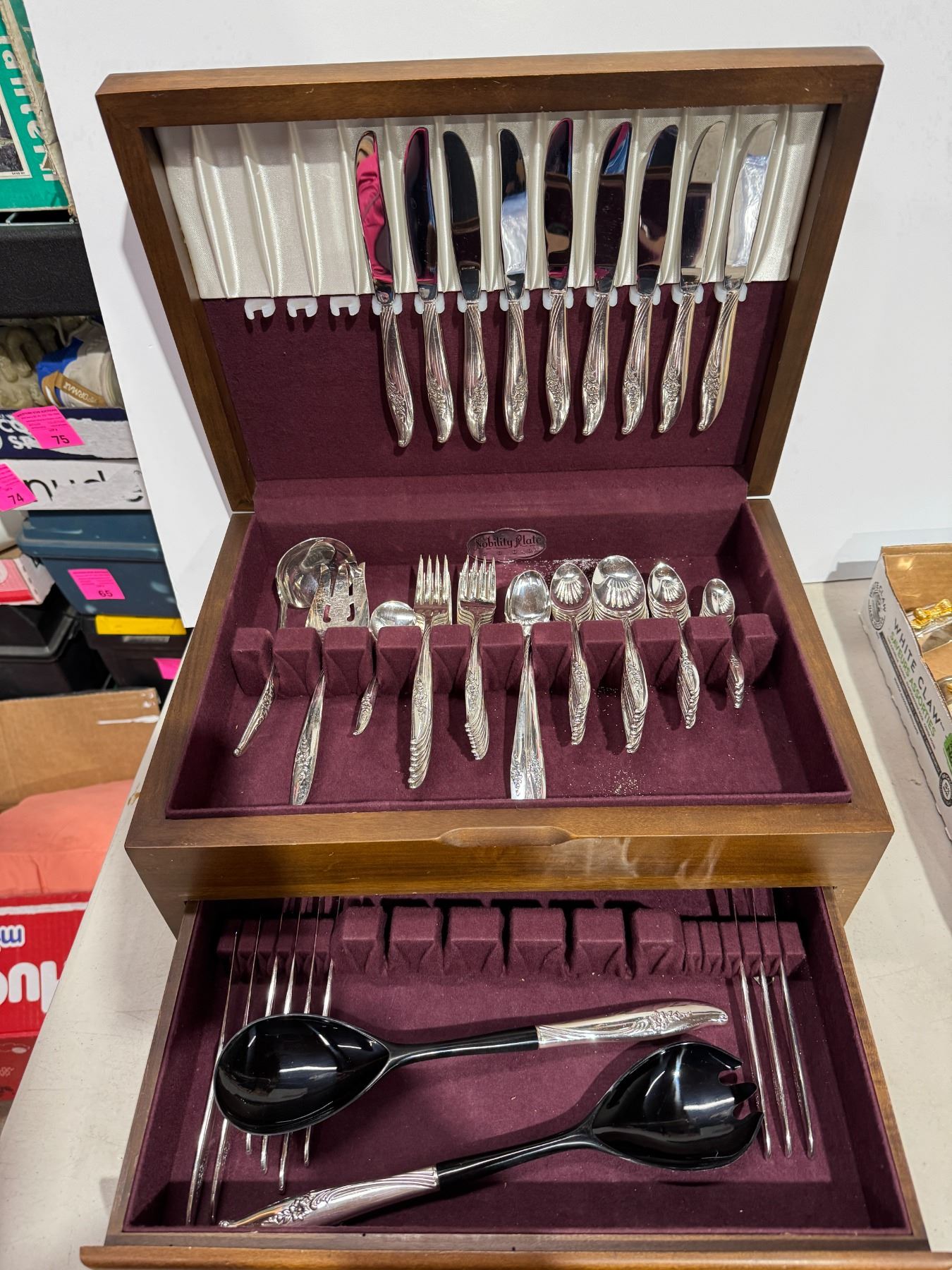 Flatware in case