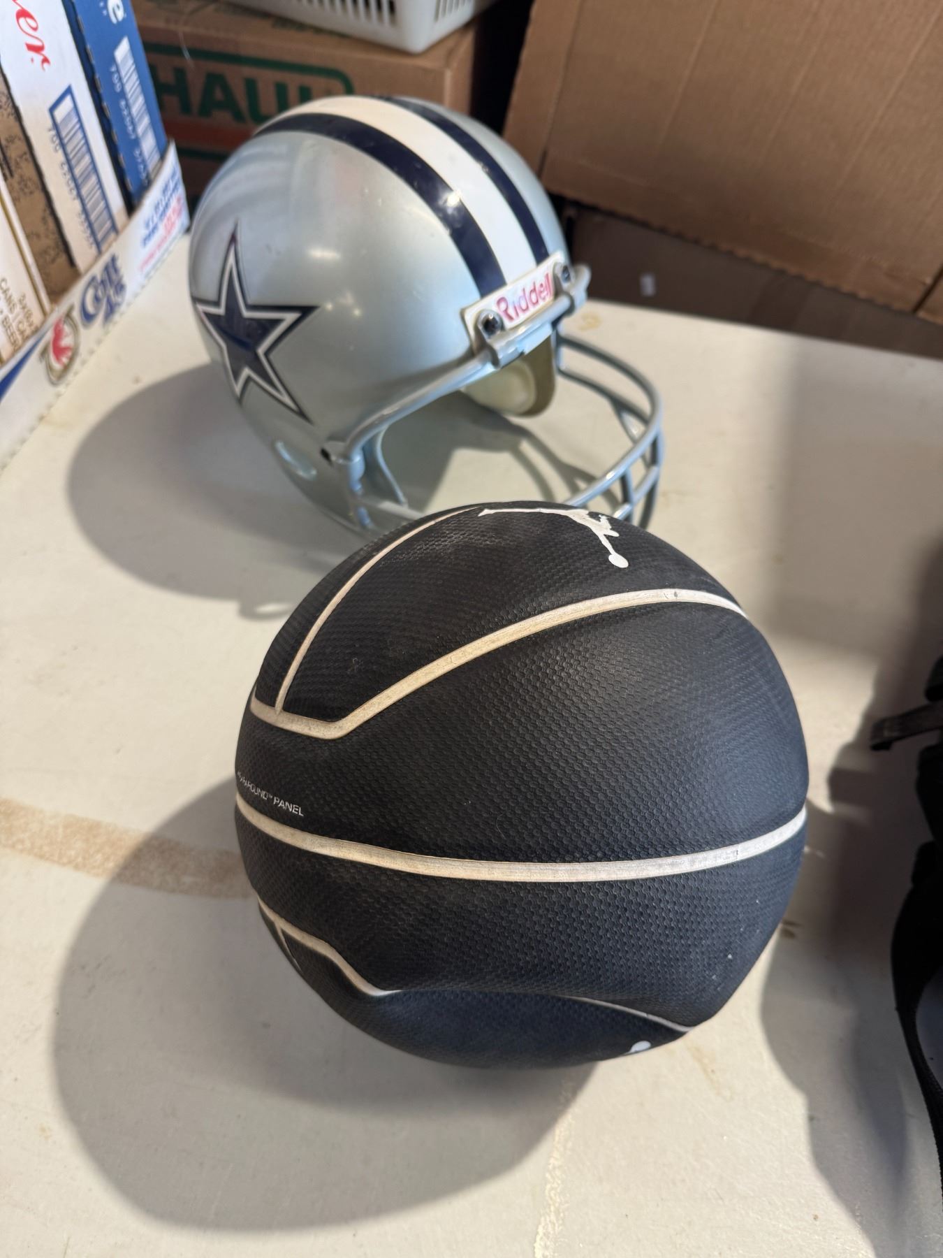 Helmet and basketball