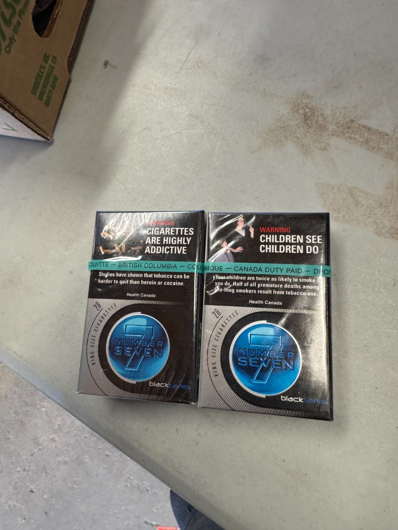 Number seven sealed cigarettes