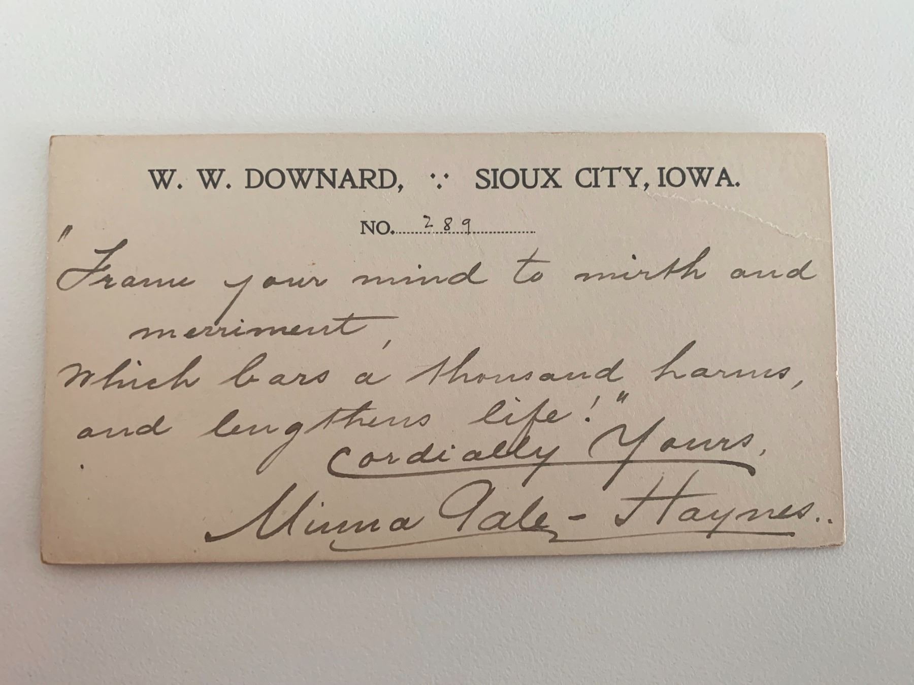 Minna Gale-Haynes original signature